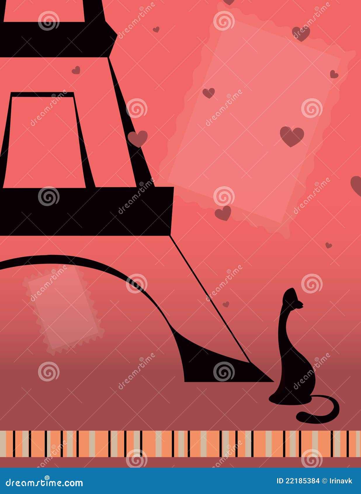 Cat in Paris stock vector. Illustration of pink, posh - 22185384