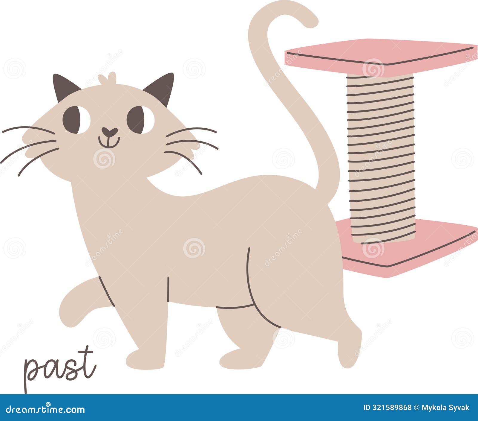 Scratching Post For Home Cats. Coloring Page Vector Illustration ...