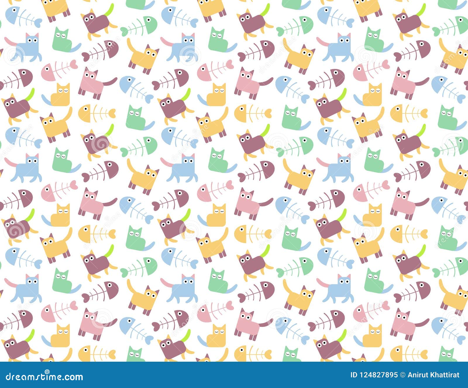 Cat pattern background stock vector. Illustration of cute - 124827895