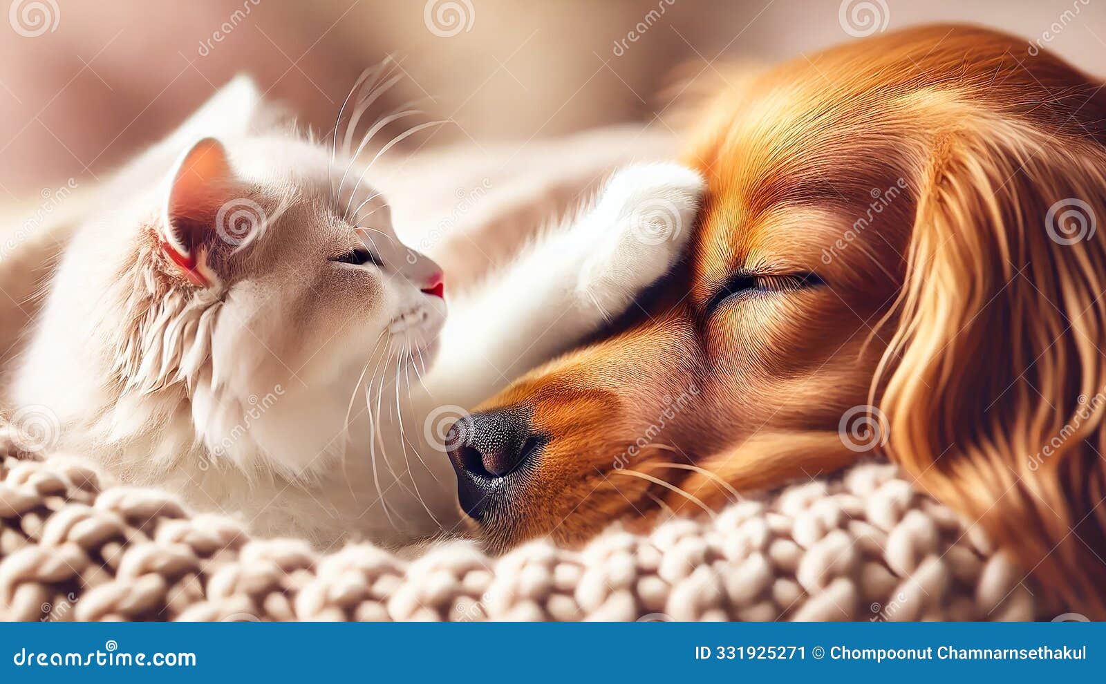 Cat Paw Gently Touching a Dog Face Stock Illustration - Illustration of ...