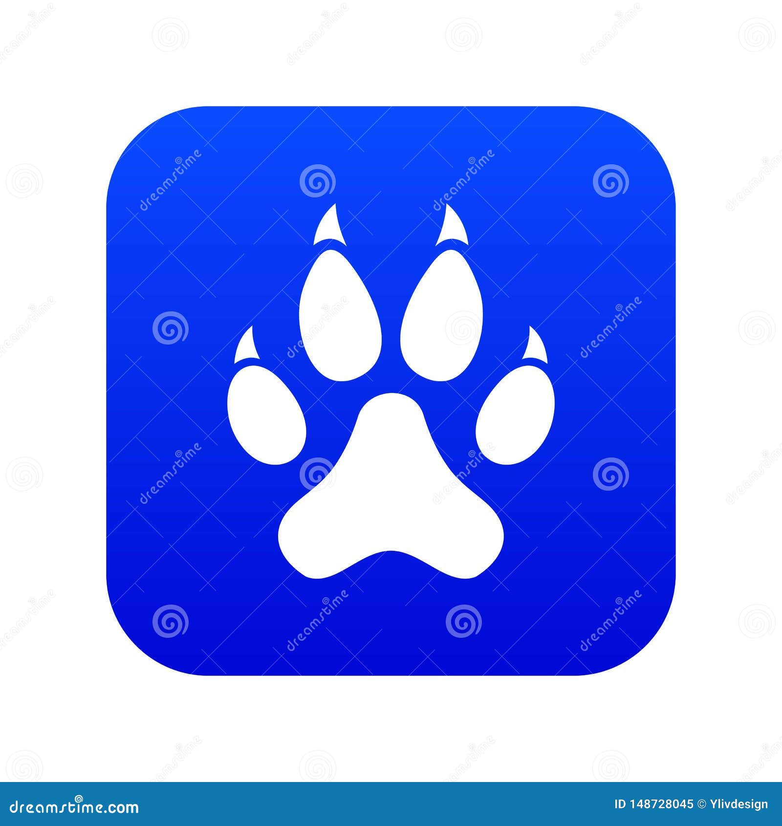 Cat paw icon digital blue stock vector. Illustration of cartoon - 148728045
