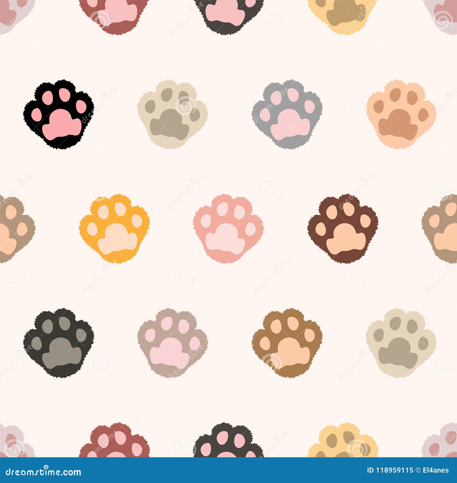 Cat paw pattern stock vector. Illustration of fabric - 118959115