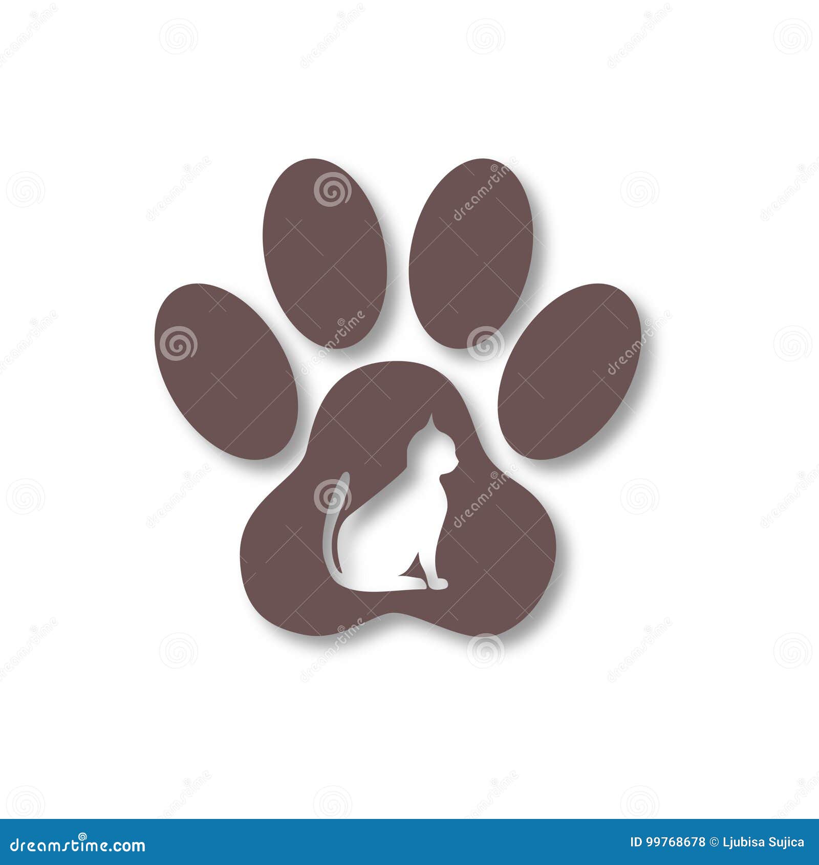 Cat Paw Print Icons Set with Long Shadow Stock Vector - Illustration of ...