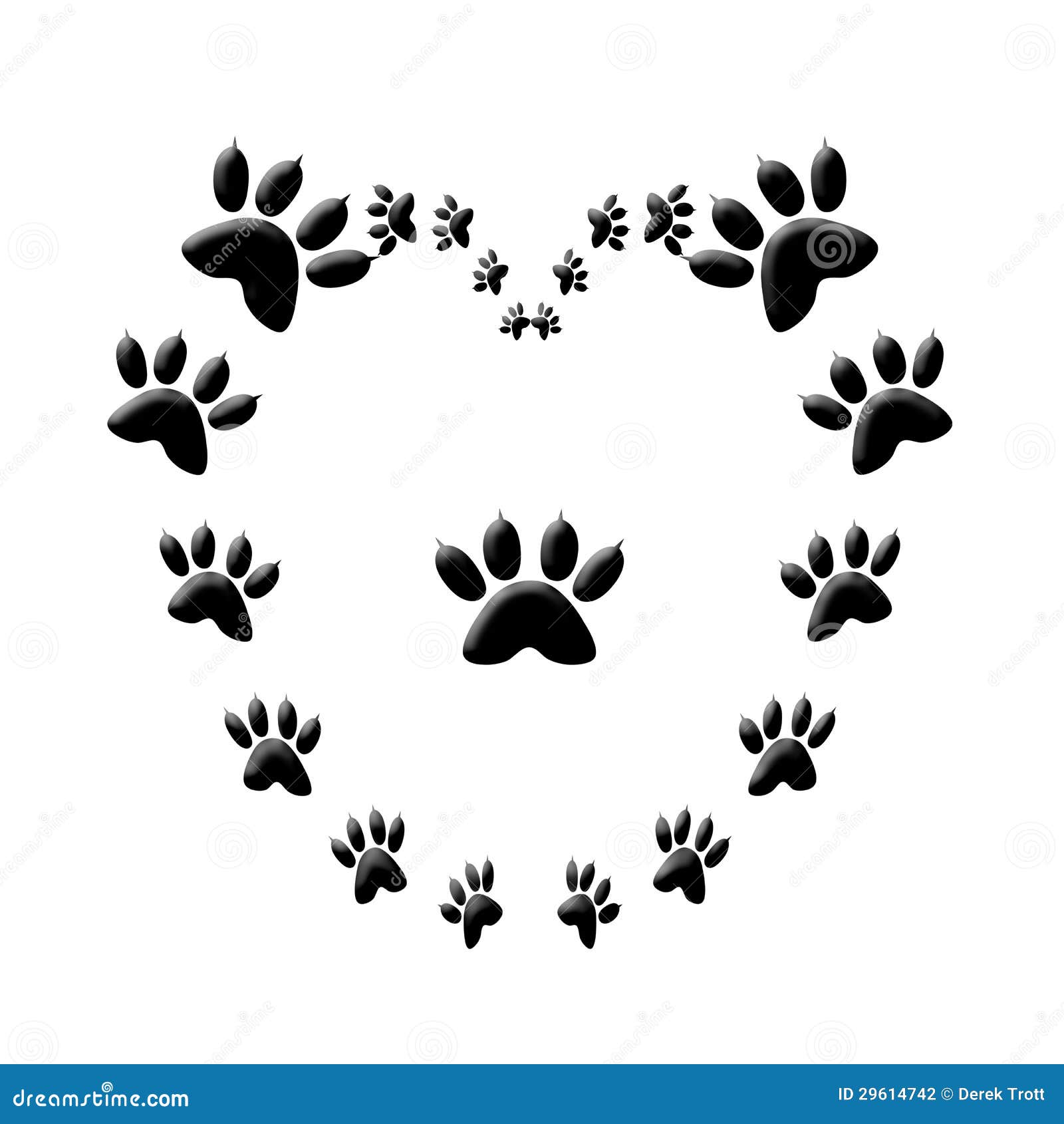 Cat paw print love heart stock illustration. Illustration of kitten ...