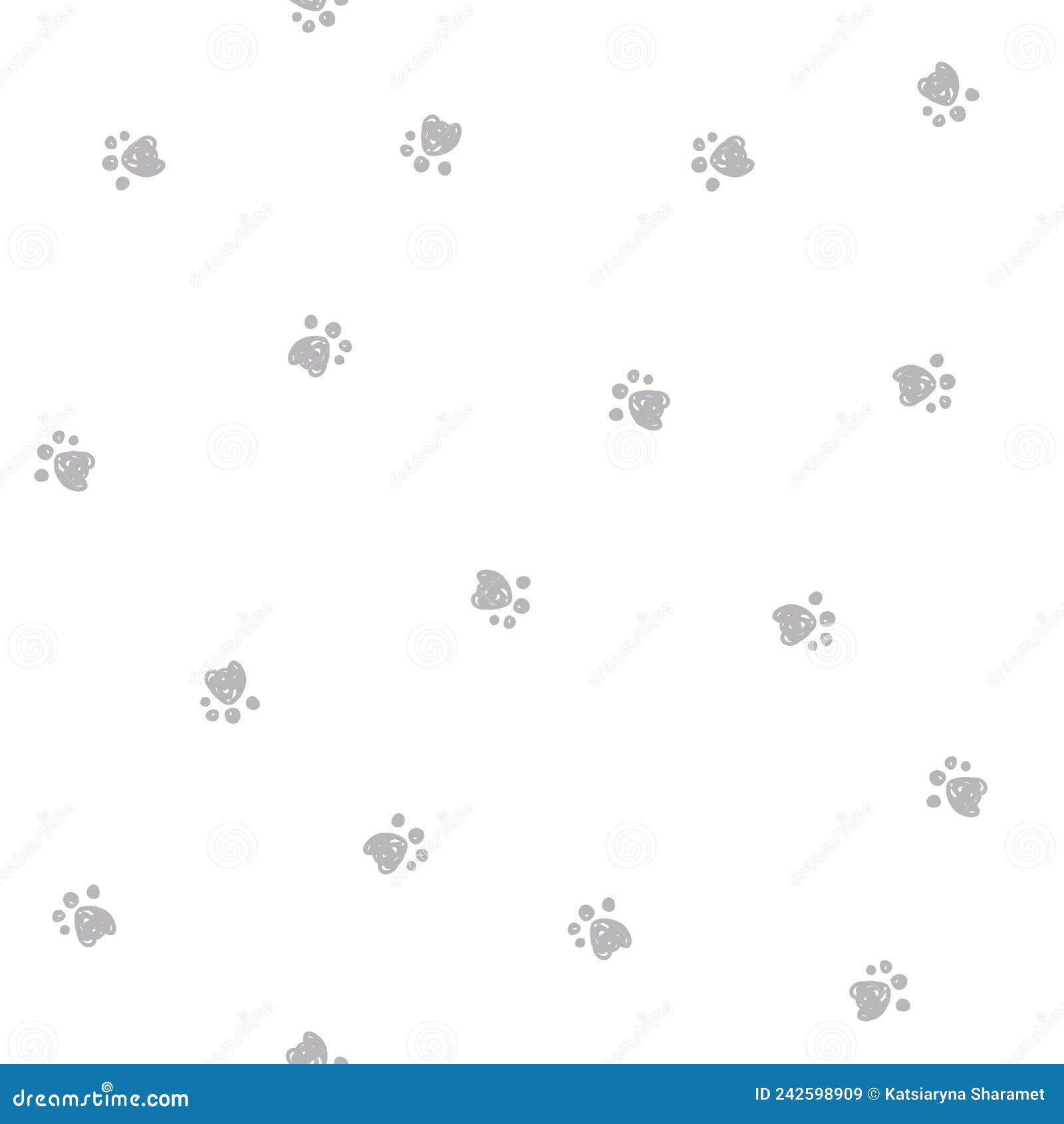 Cat Paw Print Vector Seamless Pattern. Stock Vector - Illustration of ...