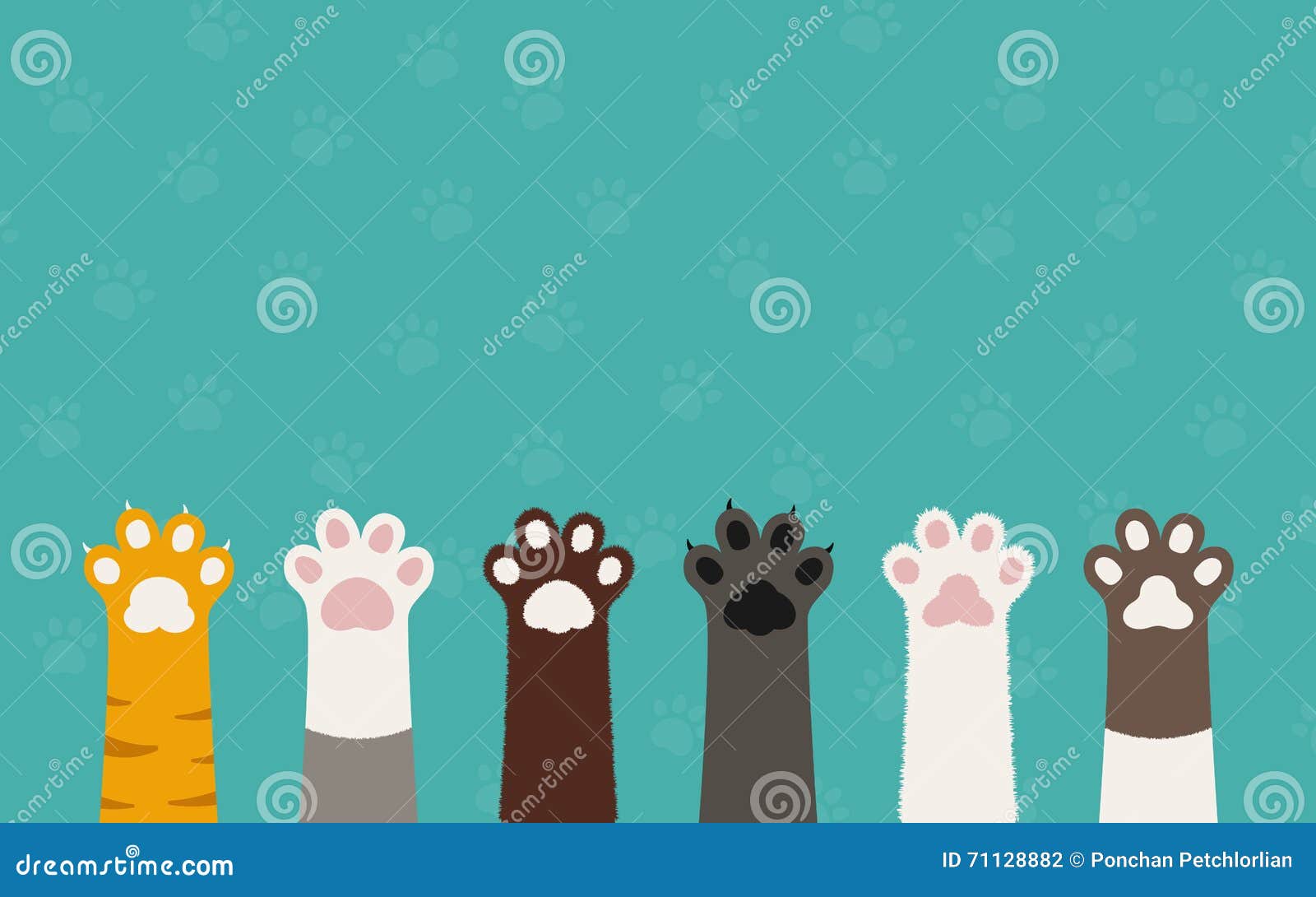 Cat paws stock vector. Illustration of danger, flat, cartoon - 71128882