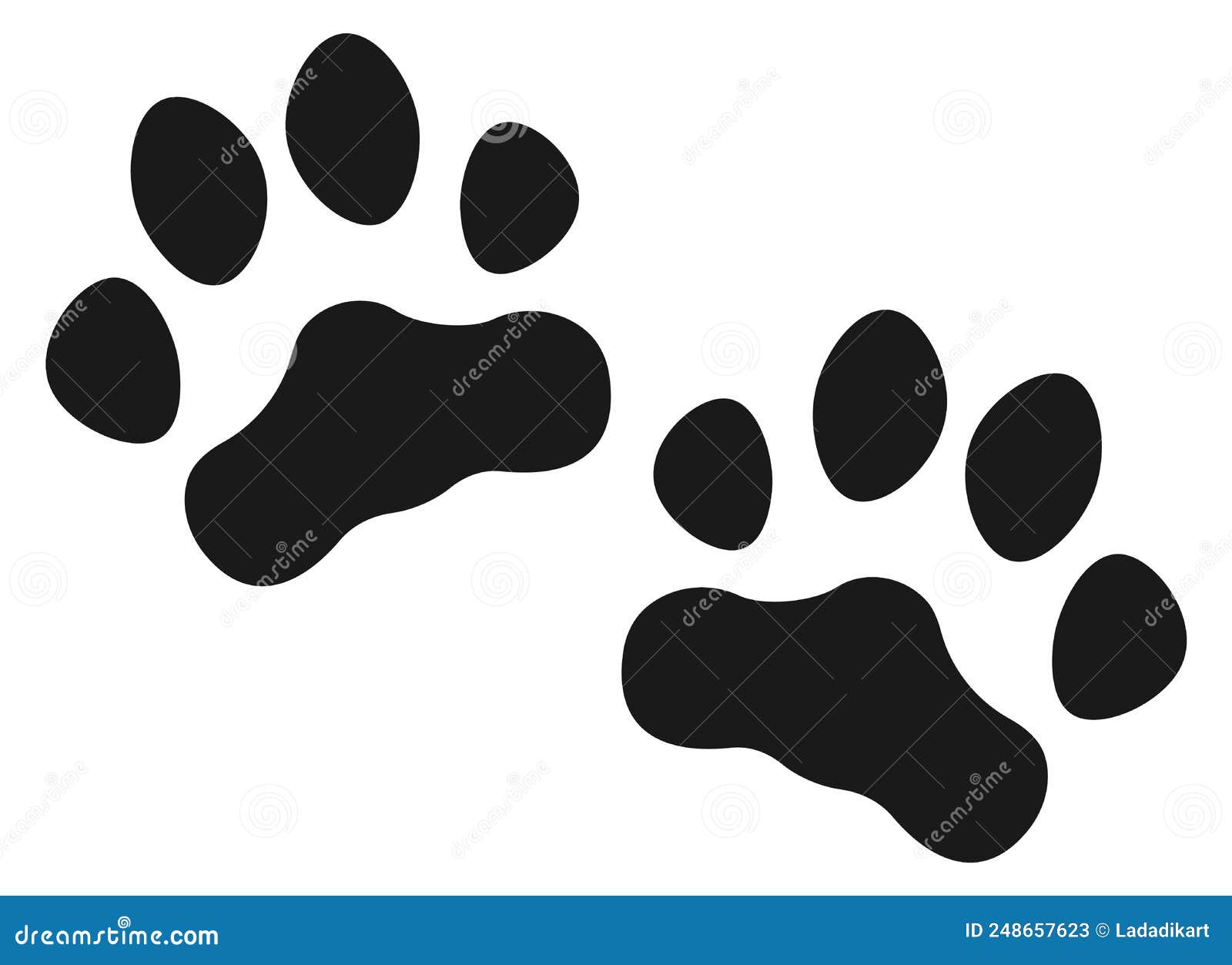 Cat Paws Print. Black Pet Foot Marks Stock Vector - Illustration of ...