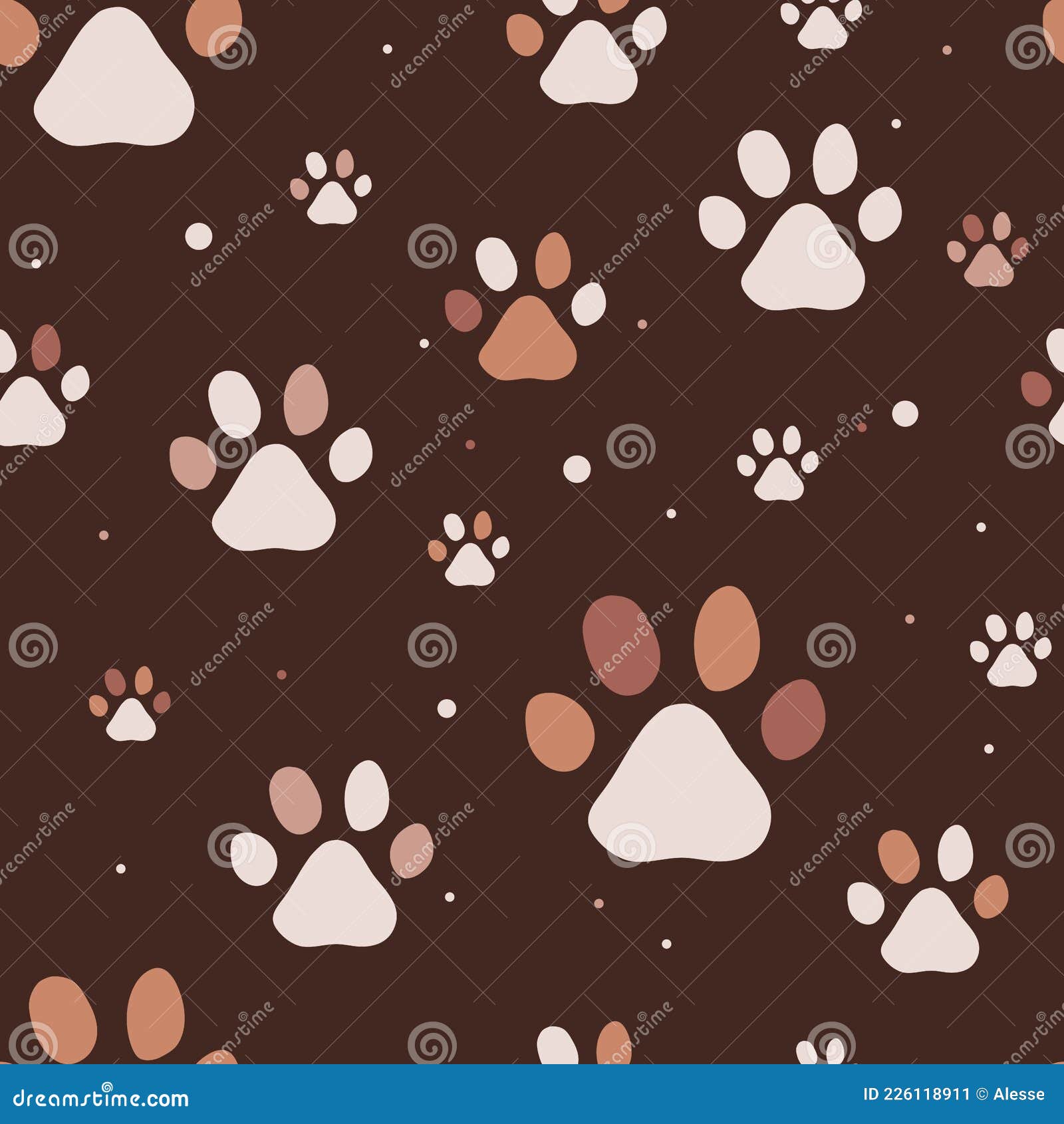 Cat Paws Seamless Vector Pattern. Cat Paw Stock Vector - Illustration ...