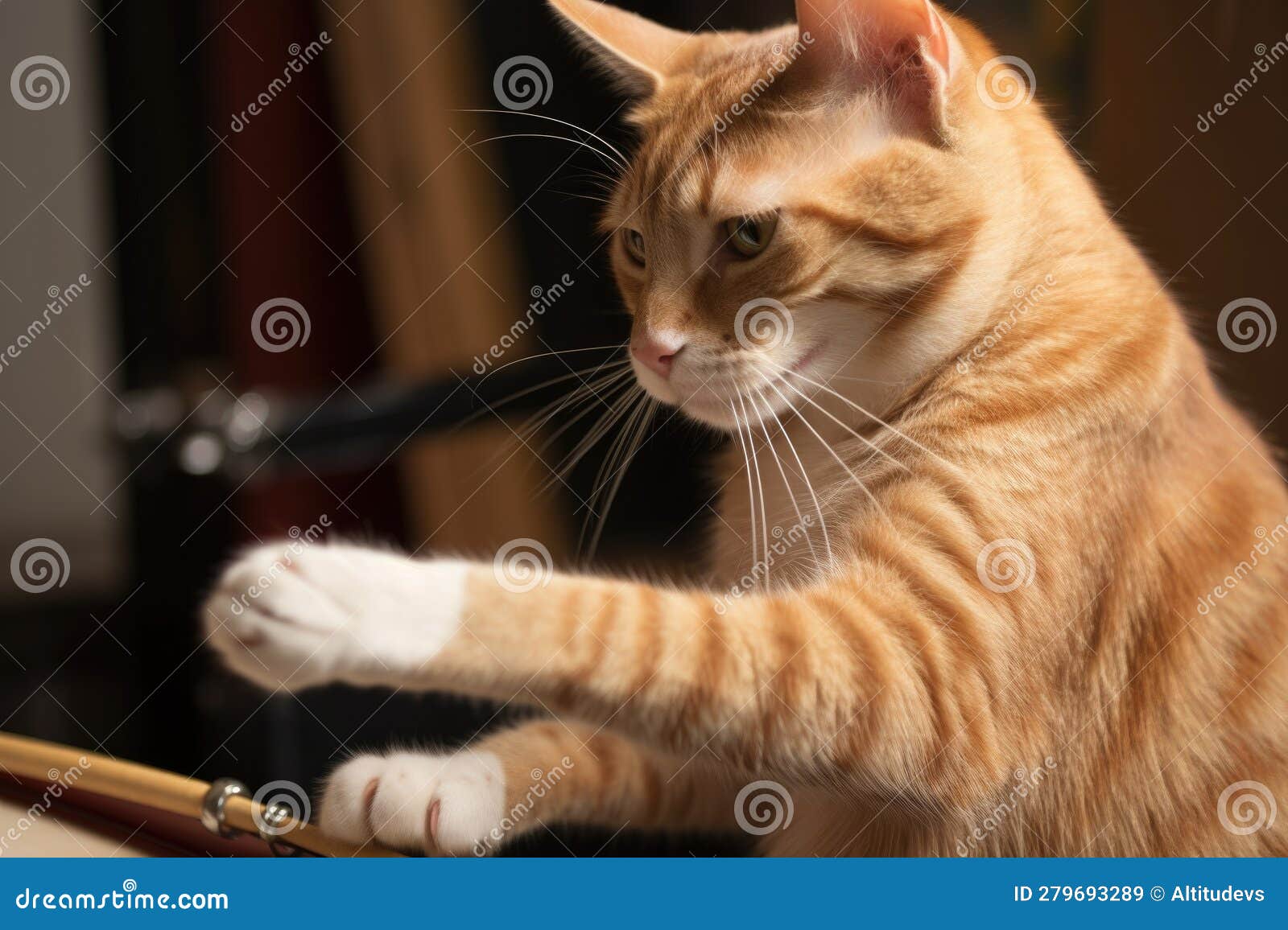 Cat Percussionist, Tapping Sticks on a Bass Drum Stock Illustration ...