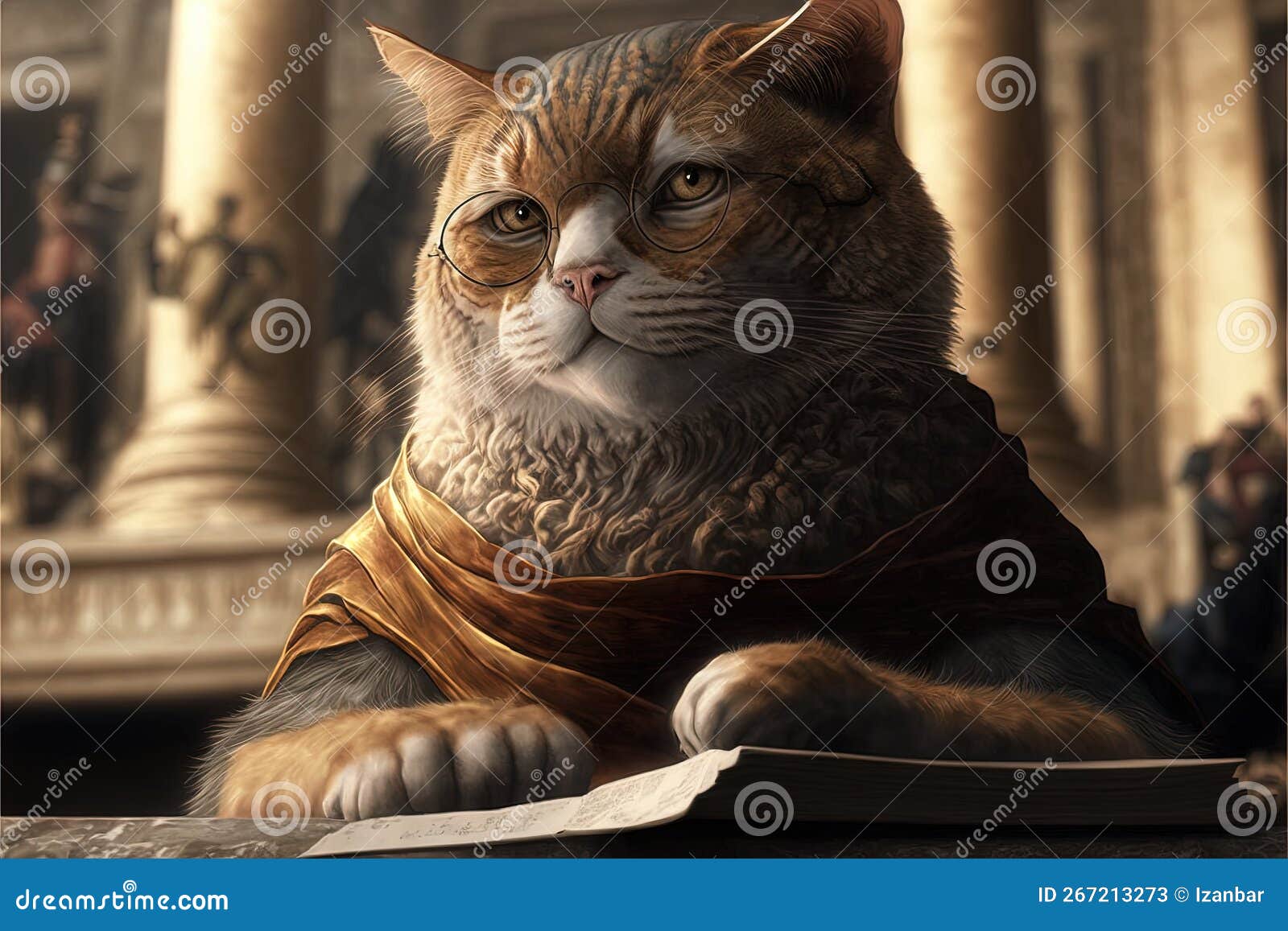 Cat Philosopher Illustration Generative Ai Stock Image - Image of wise ...