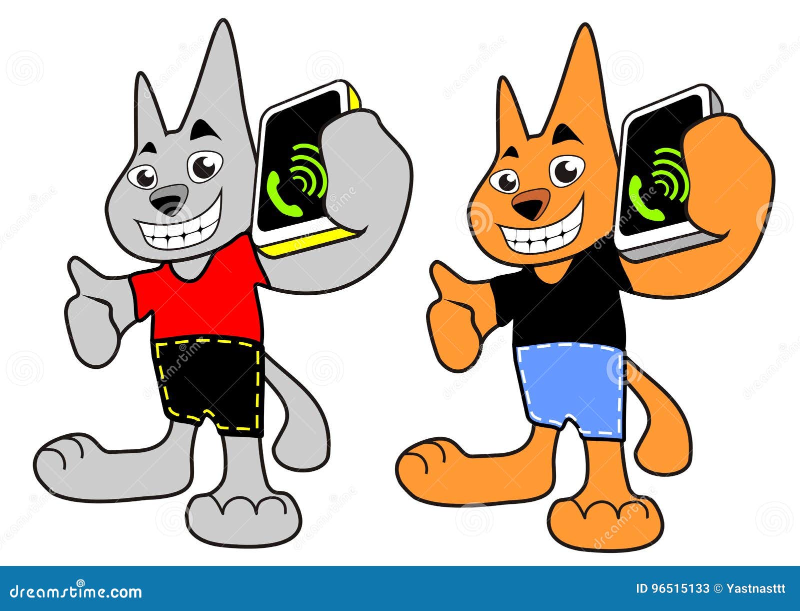 Cat with phone stock vector. Illustration of gadget, ginger - 96515133