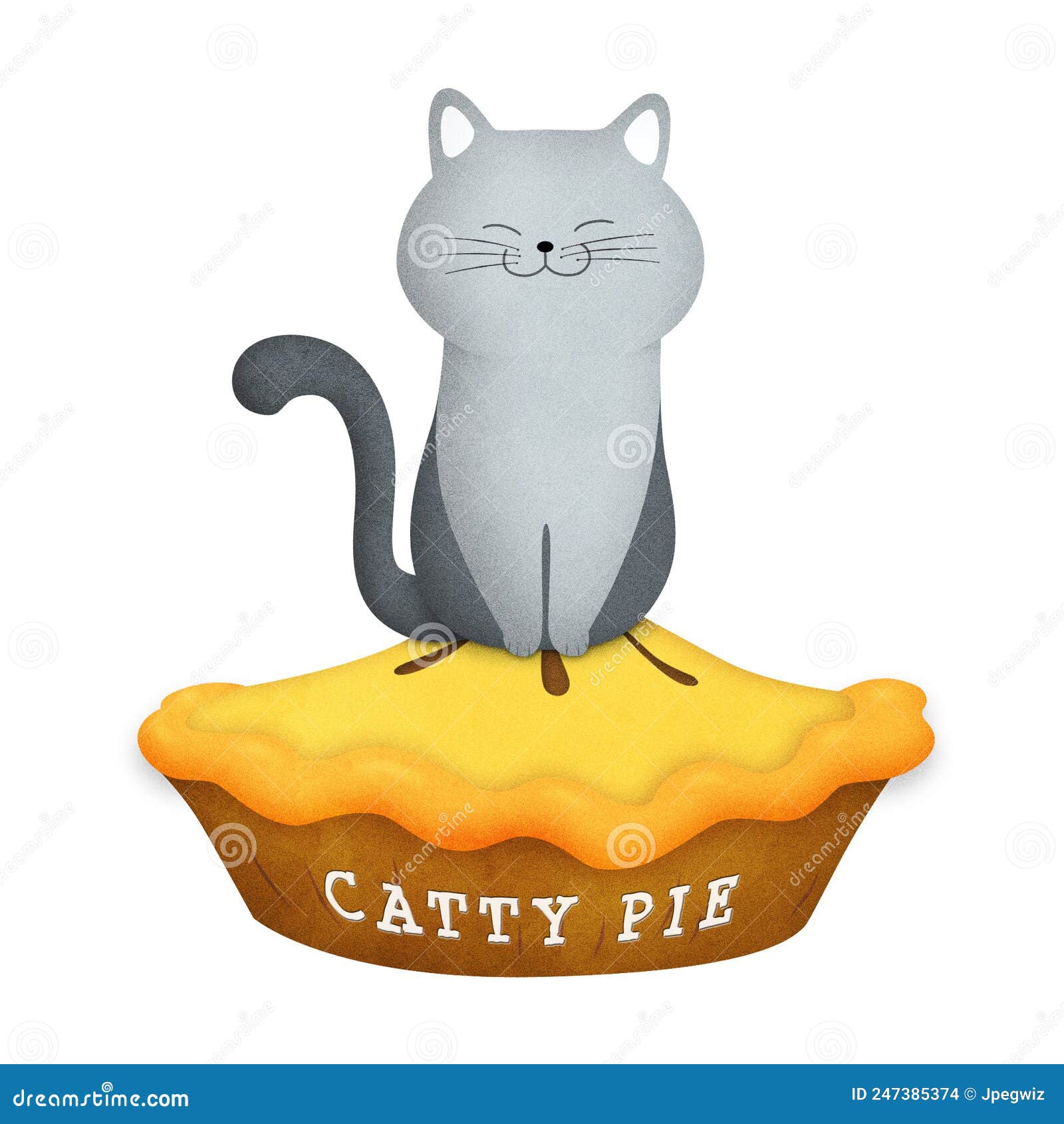 Cat on Pie stock illustration. Illustration of cute - 247385374