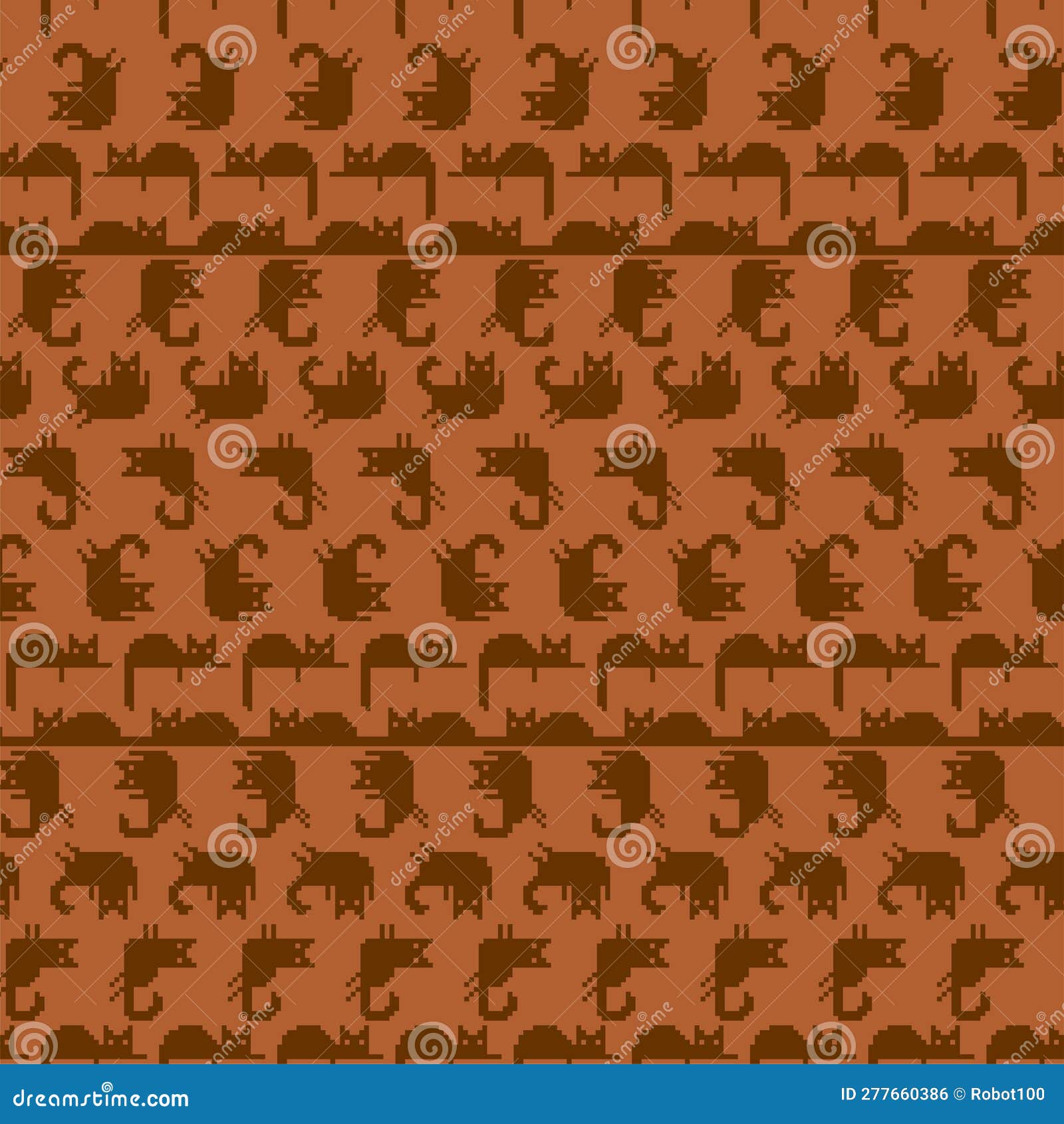 Cat Pixel Art Pattern Seamless. 8 Bit Pat Background Stock Vector ...