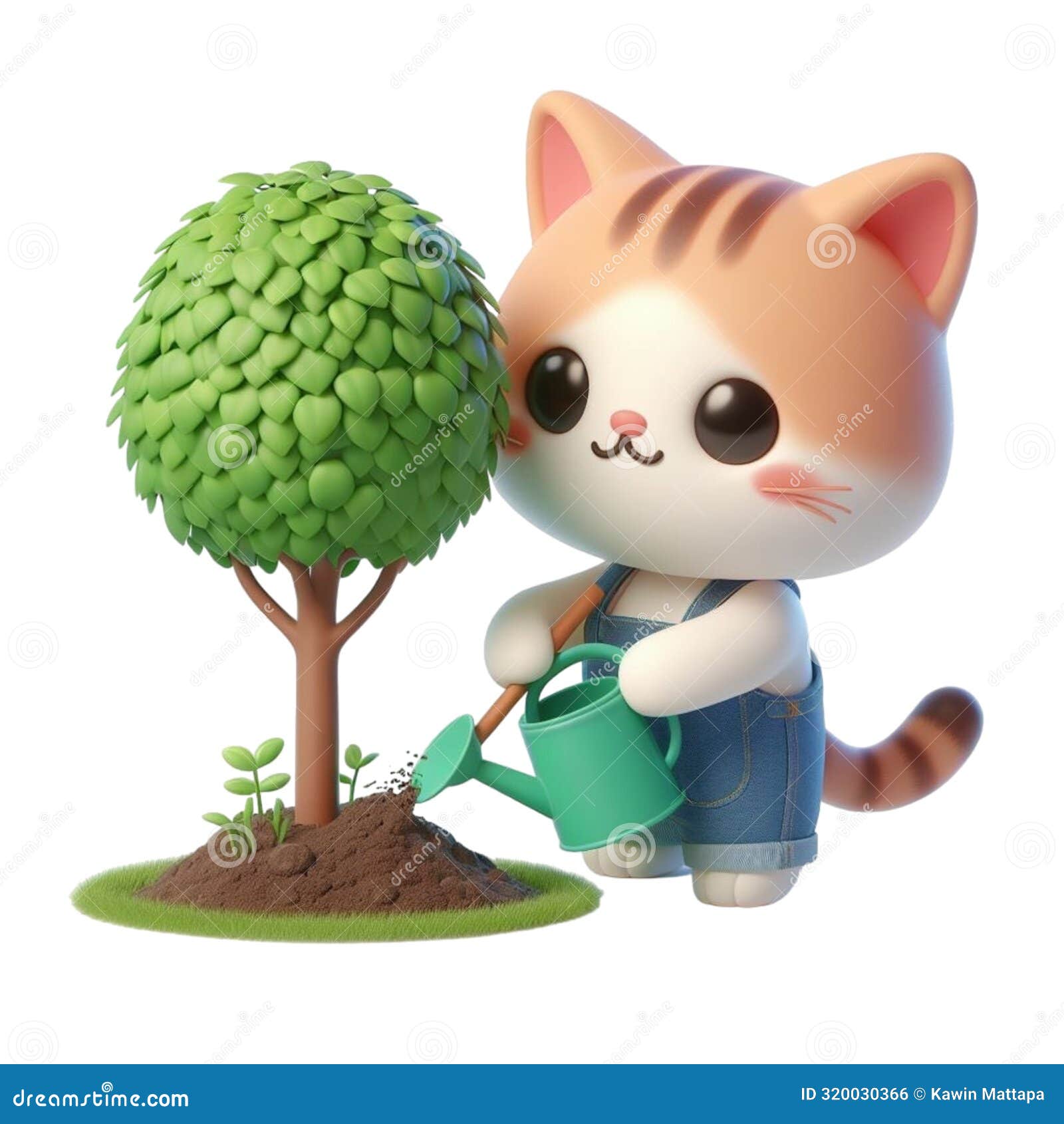 Cat planting a tree stock illustration. Illustration of natural - 320030366