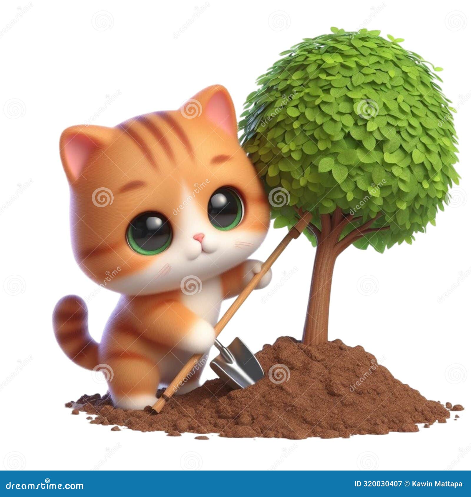 Cat planting a tree stock illustration. Illustration of jungle - 320030407