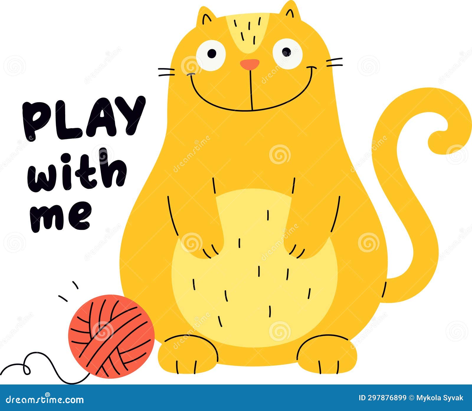 Cat Play with Me Sticker stock illustration. Illustration of cute ...