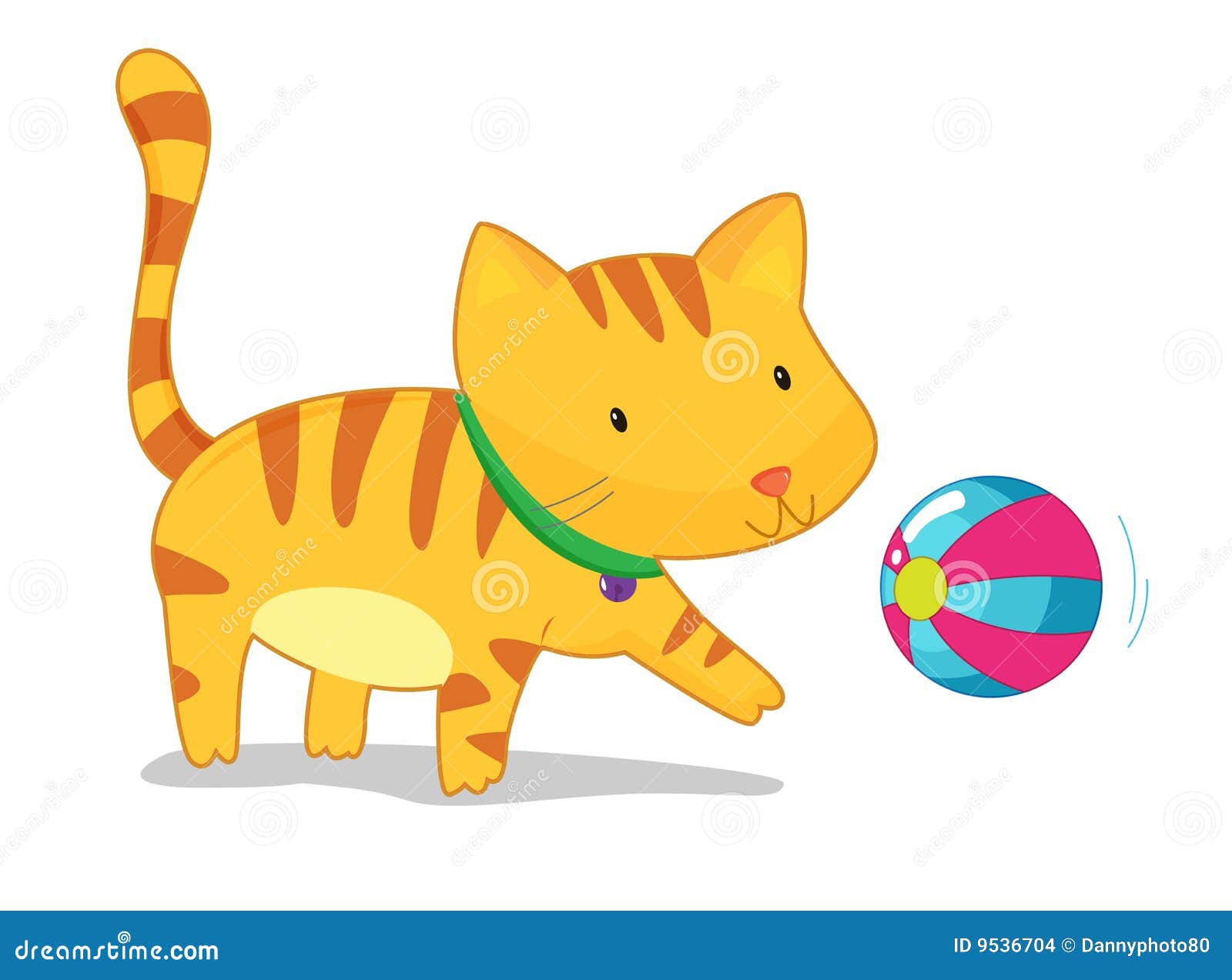 Cat playing with ball stock vector. Image of bell, blue - 9536704