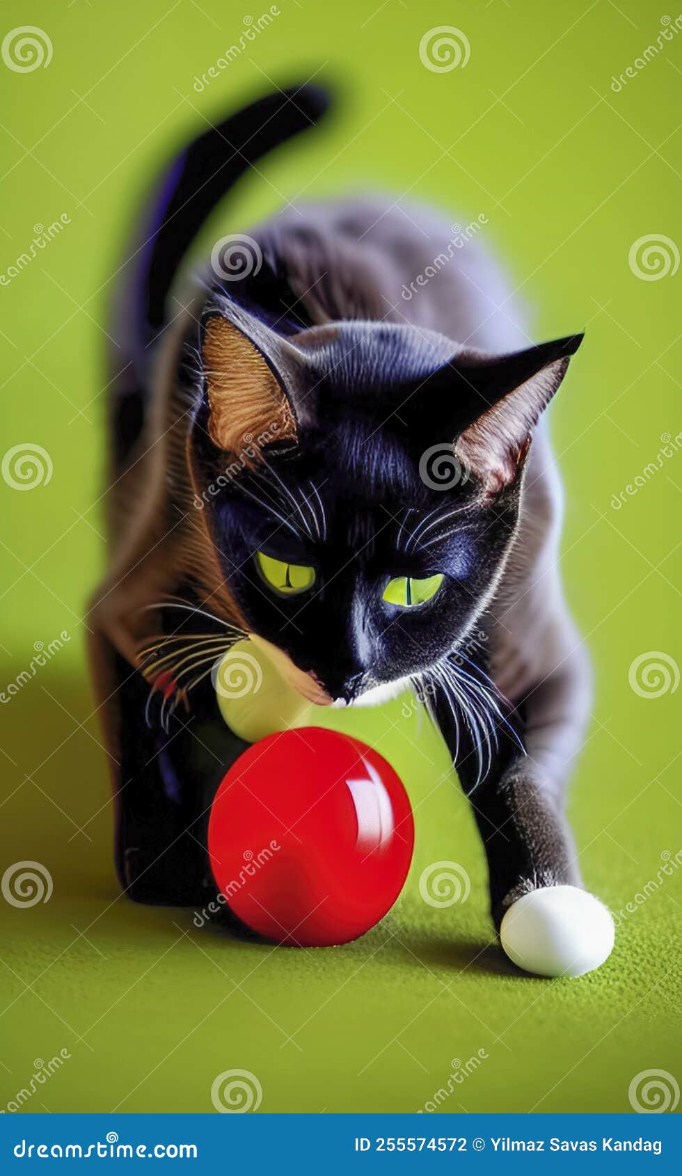 Cat Playing with Ball at Home Stock Photo - Image of meow, pets: 255574572