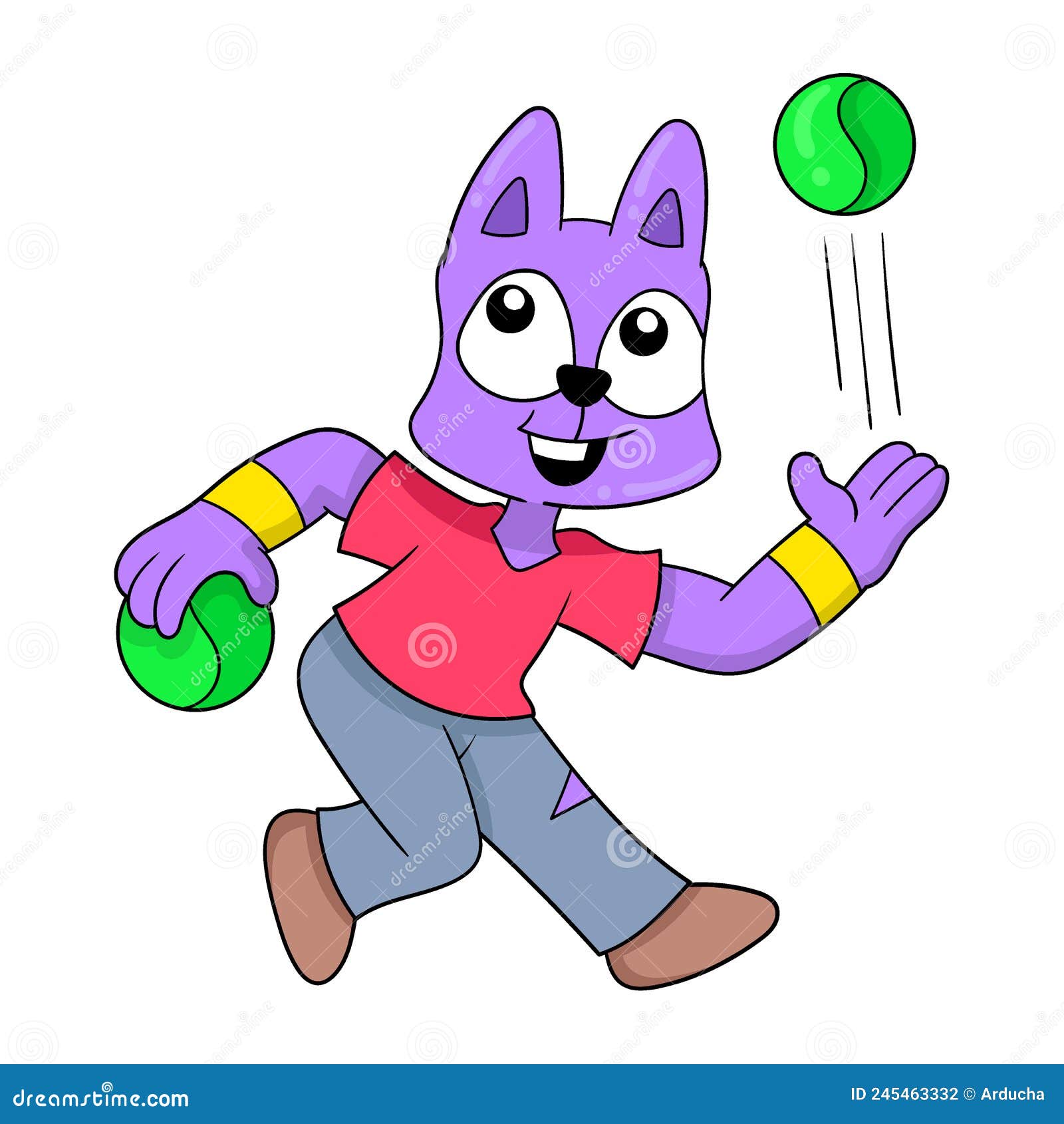 Cat Playing Baseball, Doodle Icon Image Kawaii Stock Vector ...