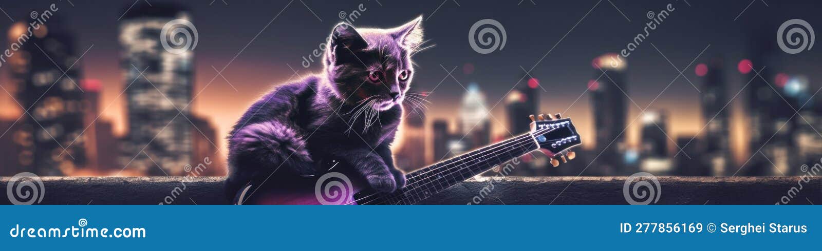 A Cat that is Playing a Bass Guitar. Generative AI Image. Stock ...