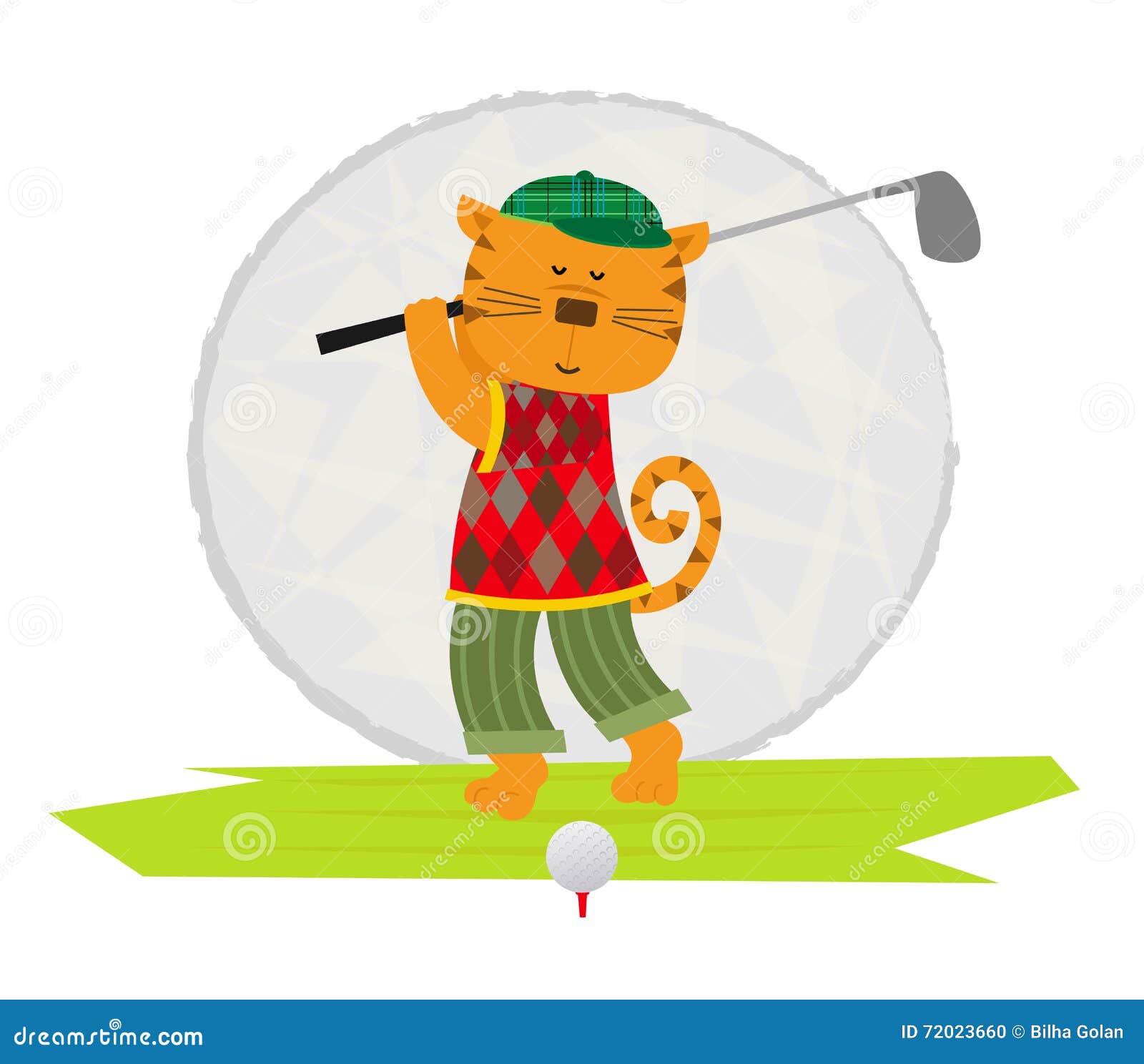 Cat Playing Golf ilustração do vetor. Ilustração de gato - 72023660