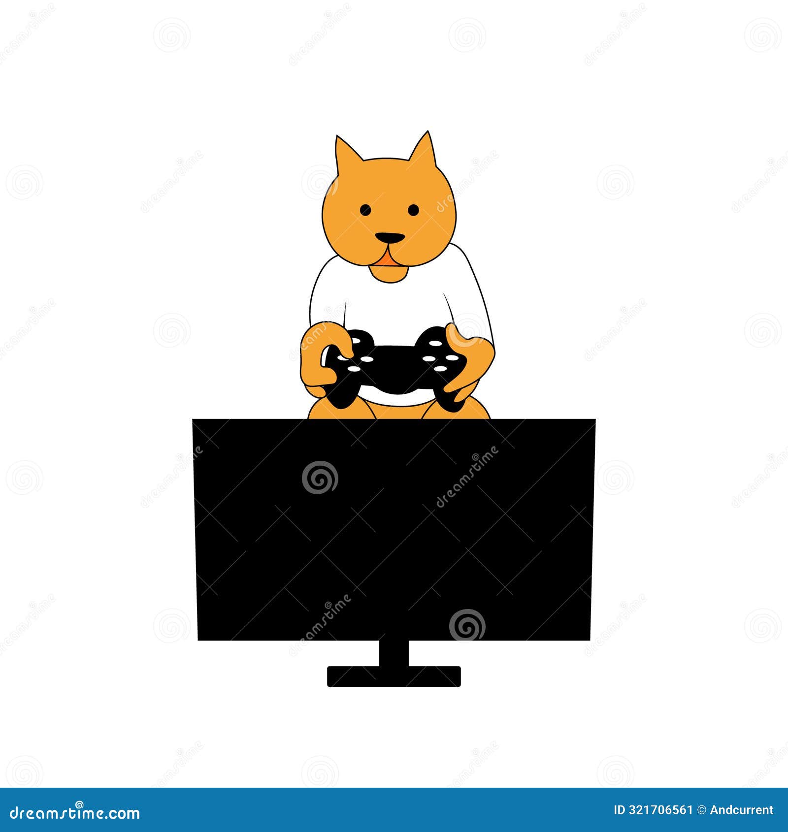Cat is Playing Video Game. Vector Image. Stock Vector - Illustration of ...