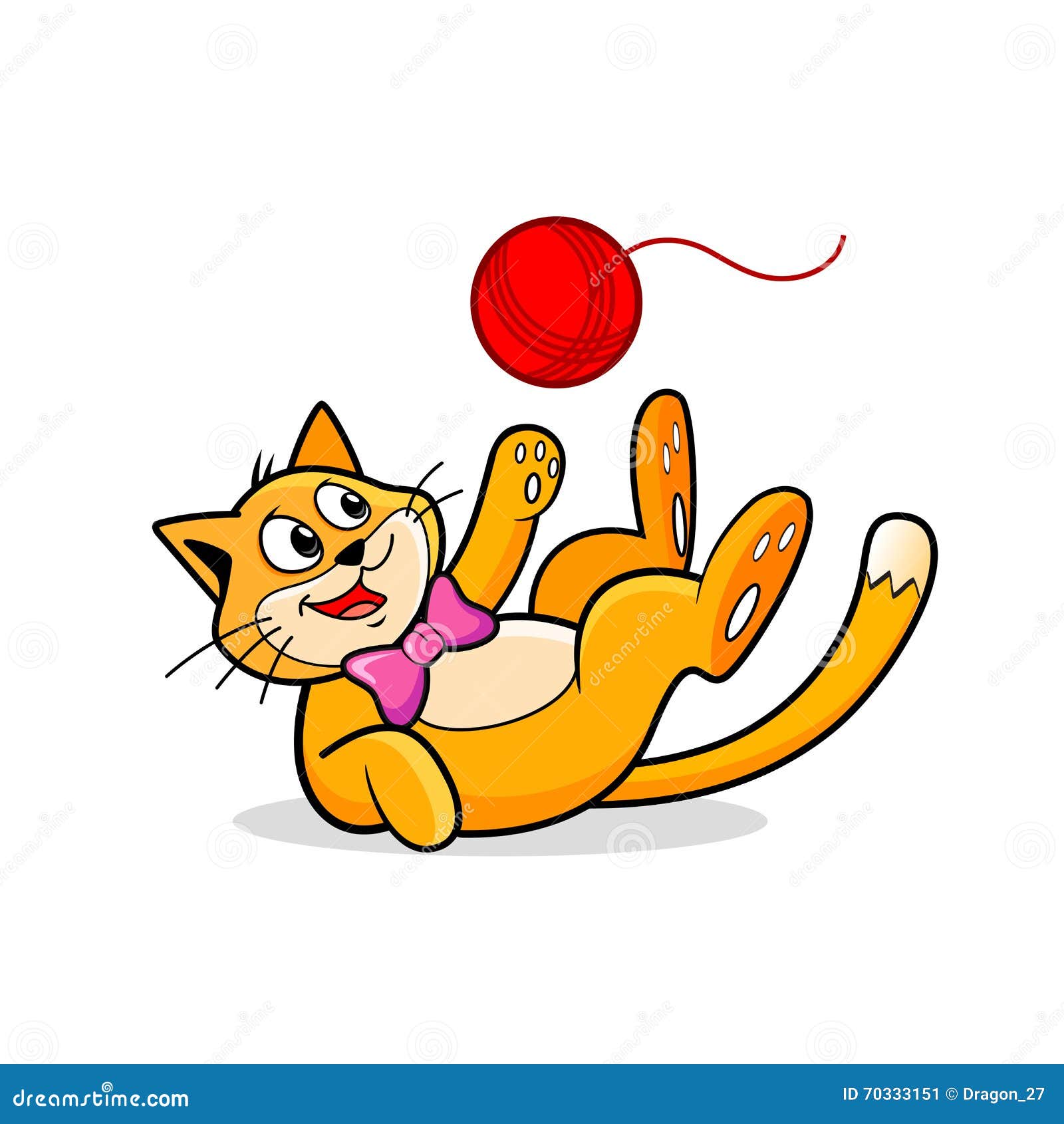 Cat Plays Mit Garn-Ball-Vektor Vektor Abbildung - Illustration von ...