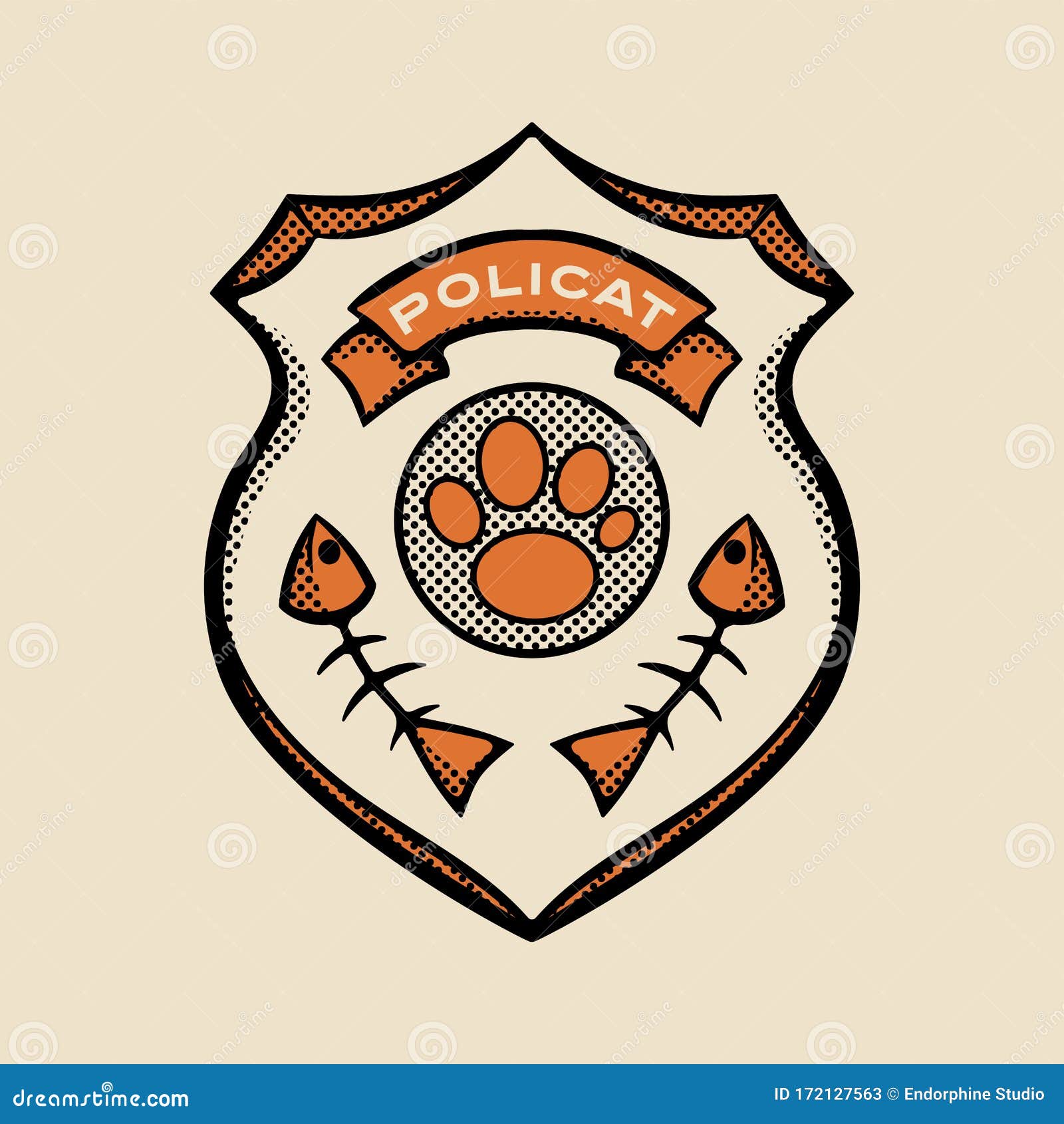 Cat Police Emblem Design stock illustration. Illustration of vintage ...