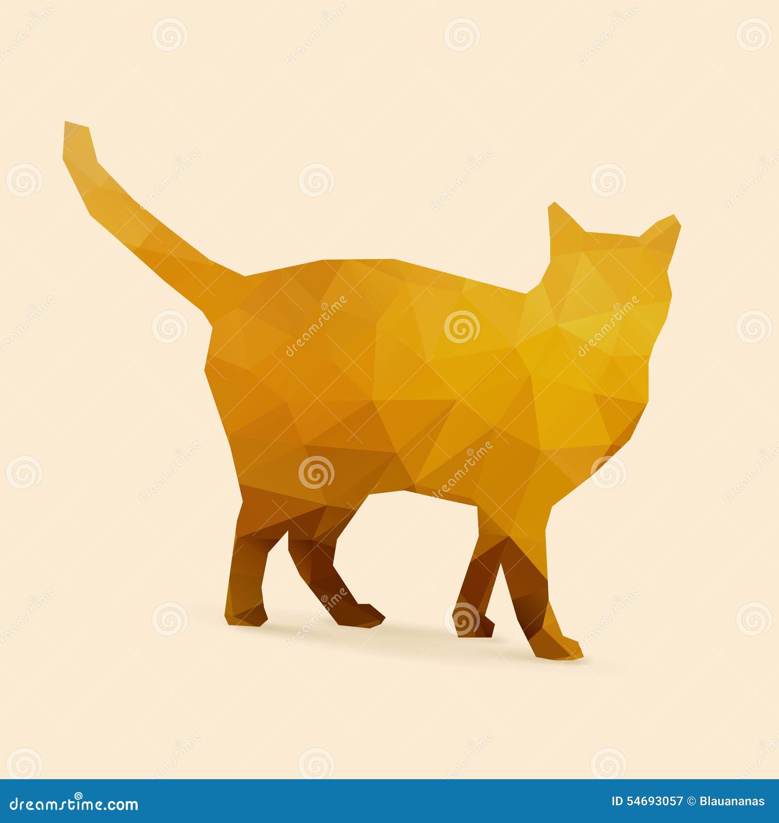 Cat Polygon Golden Silhouette Stock Vector - Illustration of isolated ...