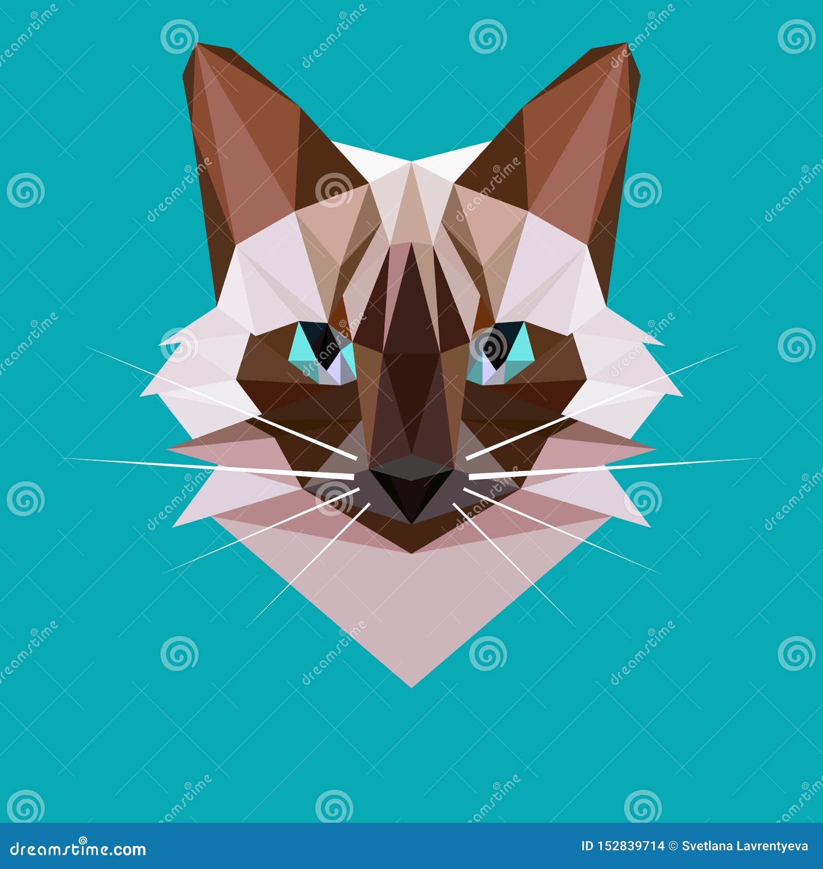 Cat in Polygon Style. the Head of a Siamese Cat Stock Vector ...
