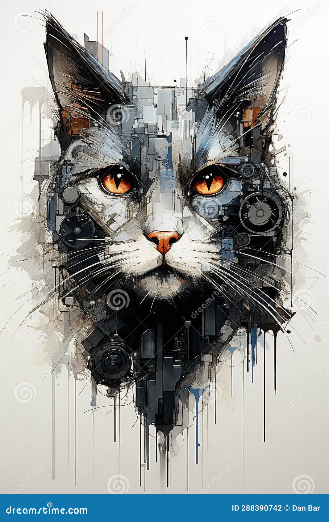 Cat Portrait. Abstract and Surreal Illustration. Generative AI Stock ...