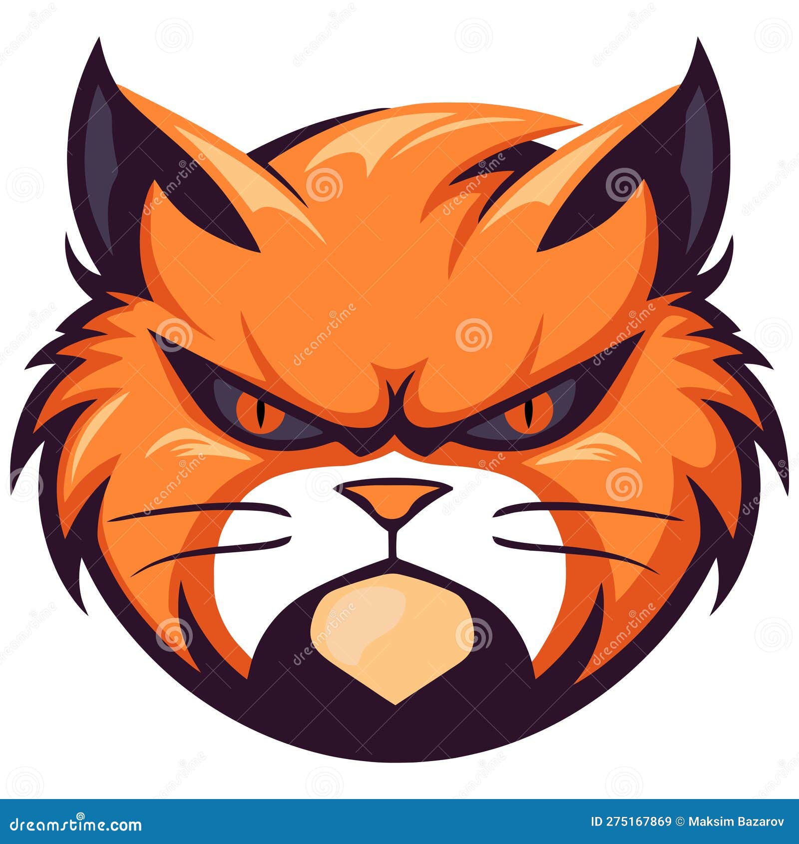 Cat Portrait with Angry Expression. Cute Kitten Face Stock Illustration ...