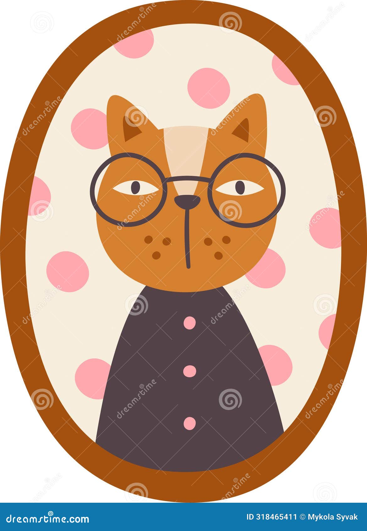 Cat Portrait in Oval Frame stock illustration. Illustration of face ...