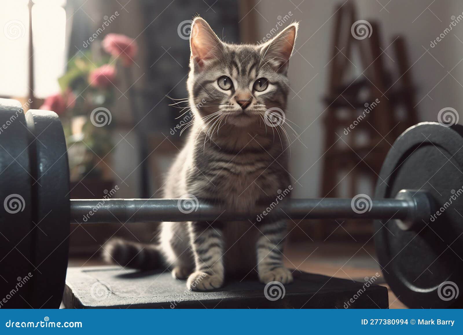 A Cat Posing with a Barbell. Generative AI Image. Stock Illustration ...