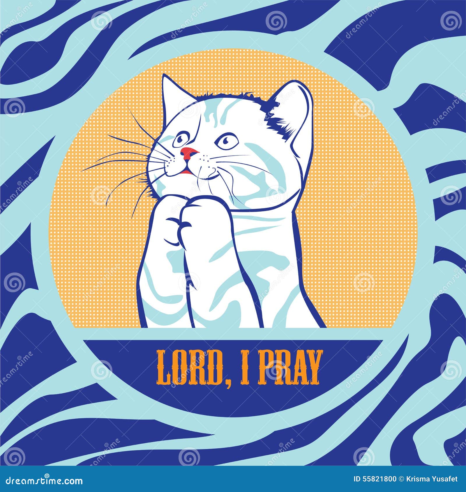 Cat Pray stock illustration. Illustration of faith, cute - 55821800