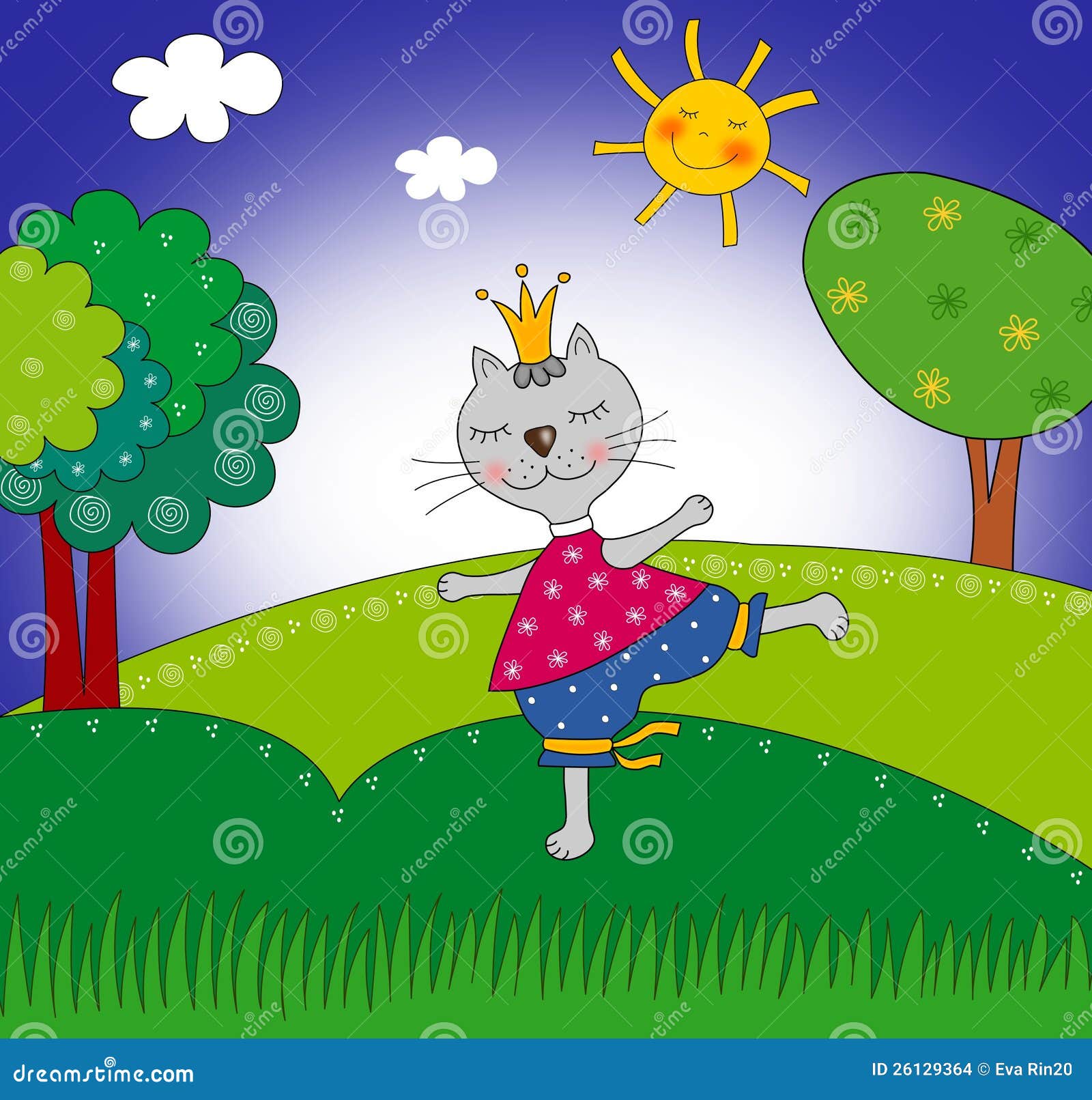 Cat Princess. Cartoon Character Stock Illustration - Illustration of ...