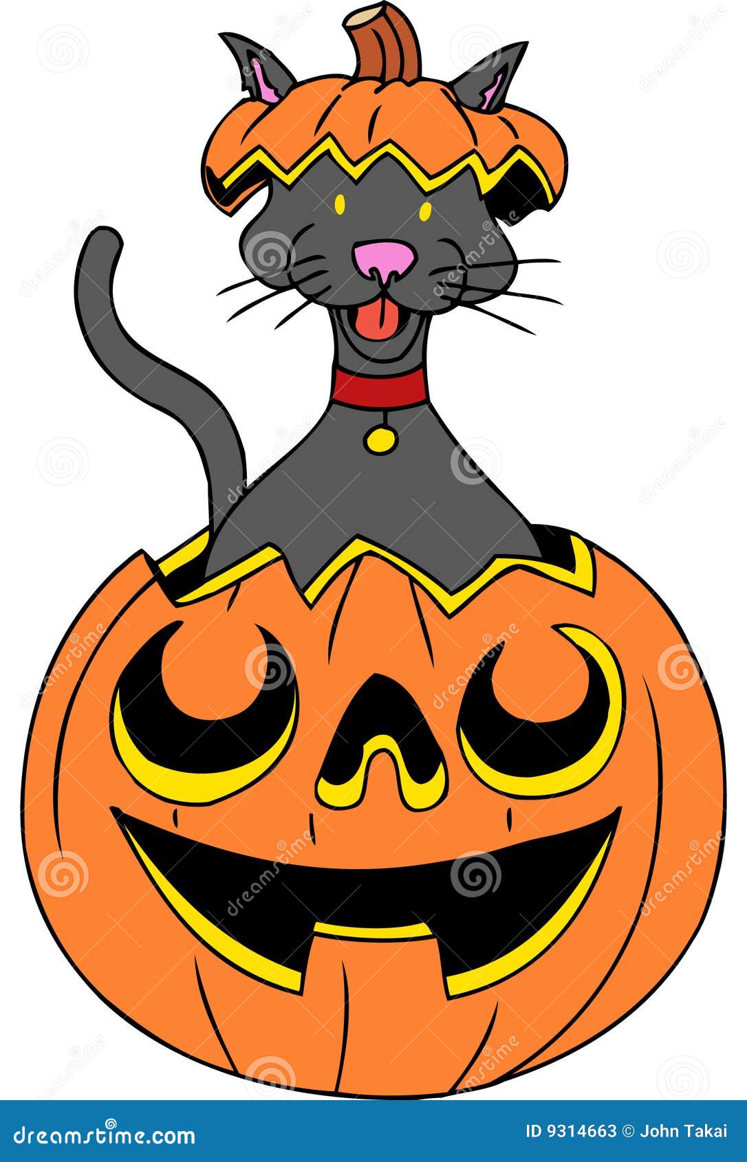Cat in Pumpkin stock vector. Illustration of cartoon, halloween - 9314663