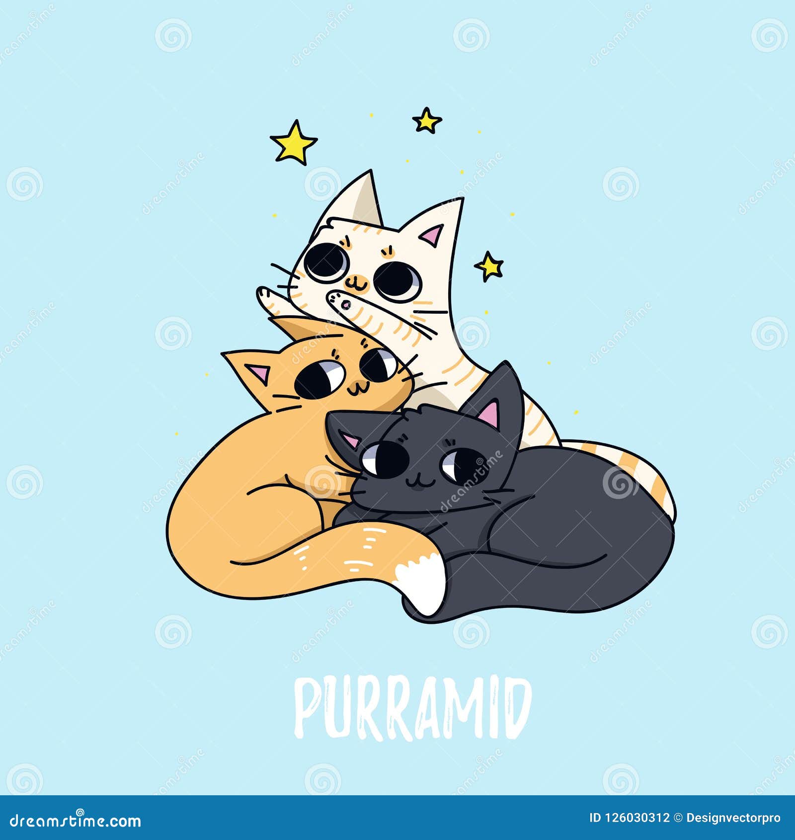 Cat Pyramid Cute Illustration with Inscription Stock Vector ...