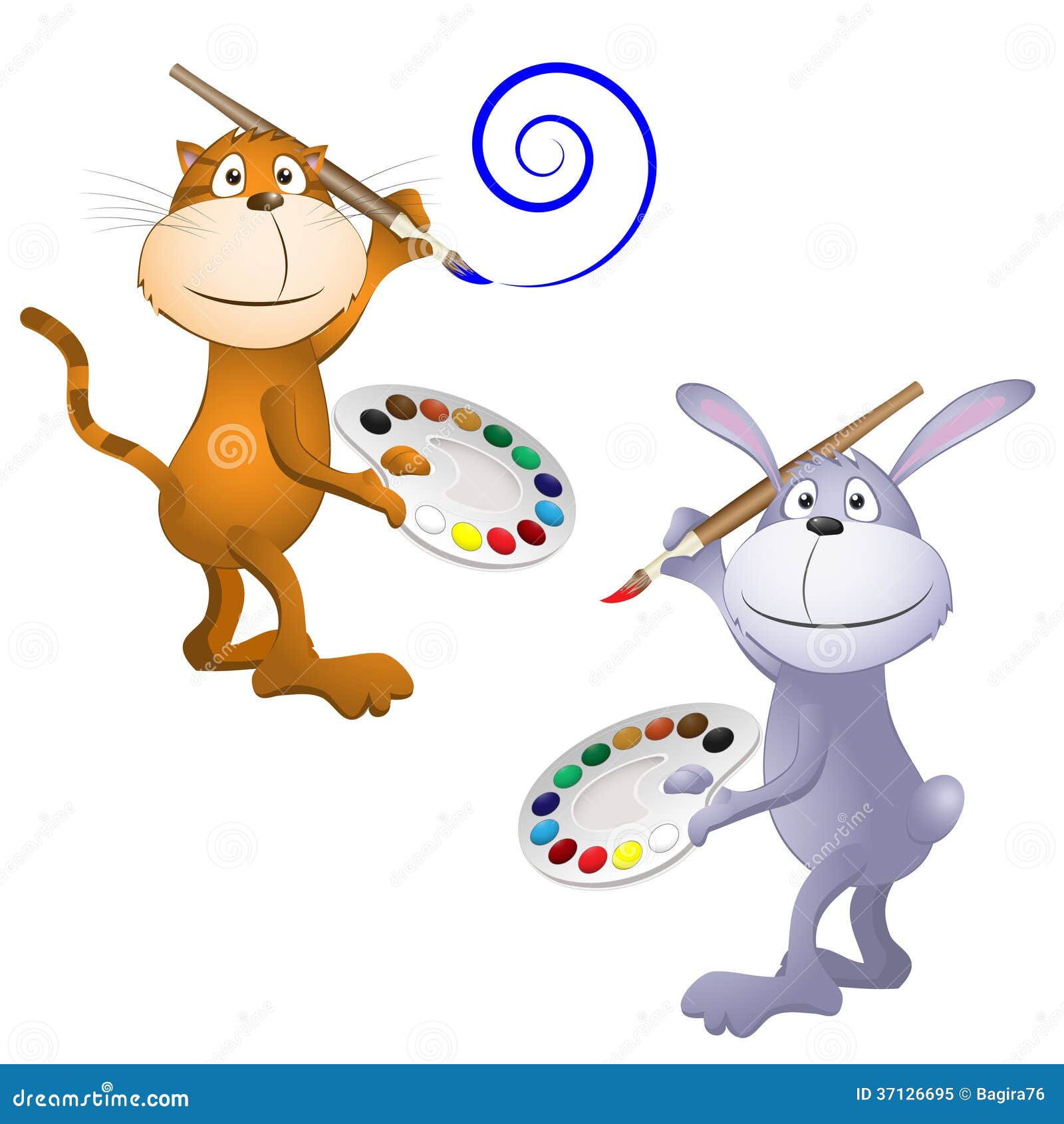 Cat and rabbit stock vector. Illustration of spotted - 37126695