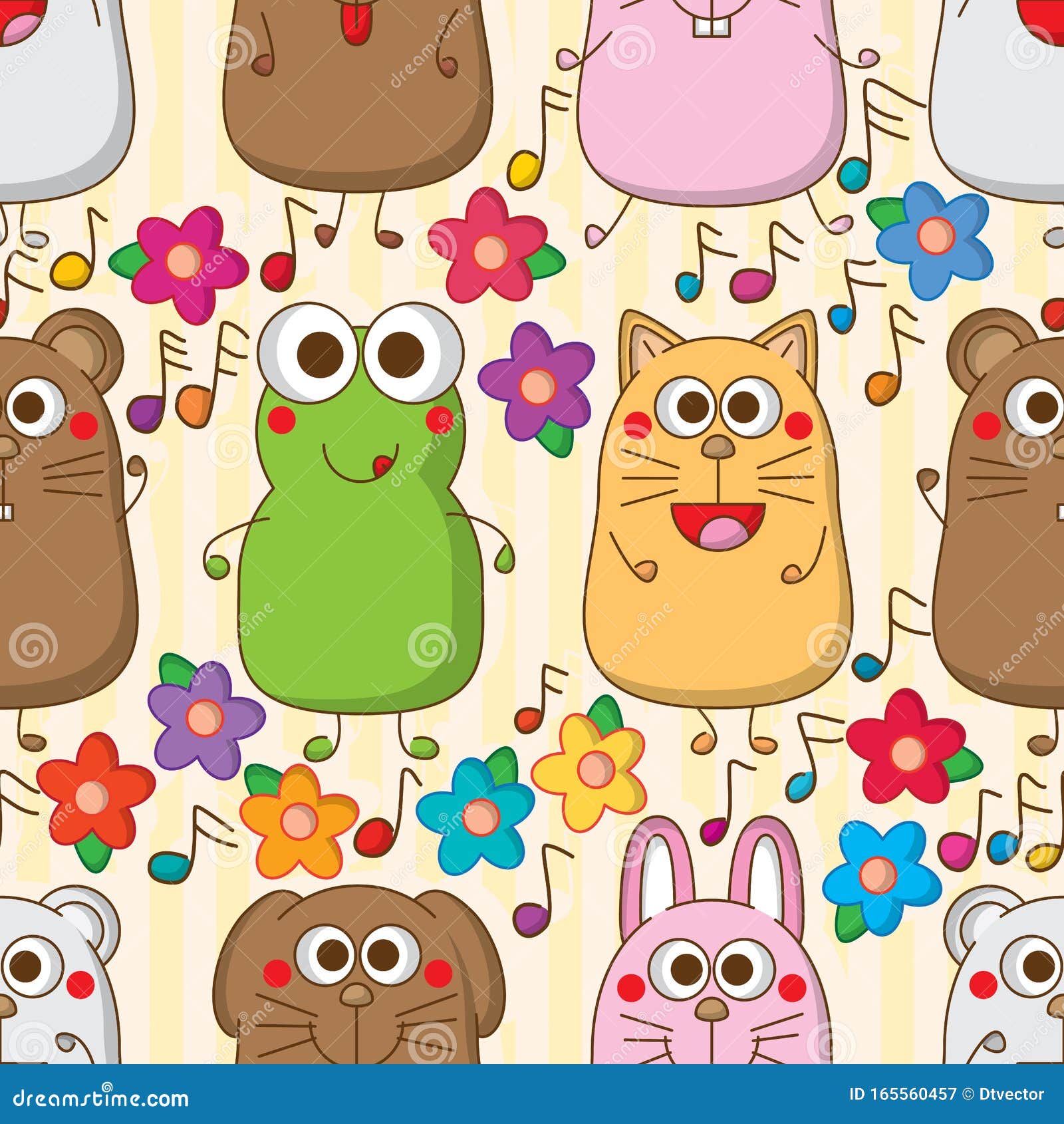 Cat Dog Bear Frog Rabbit Mouse Frame Vector Illustration ...