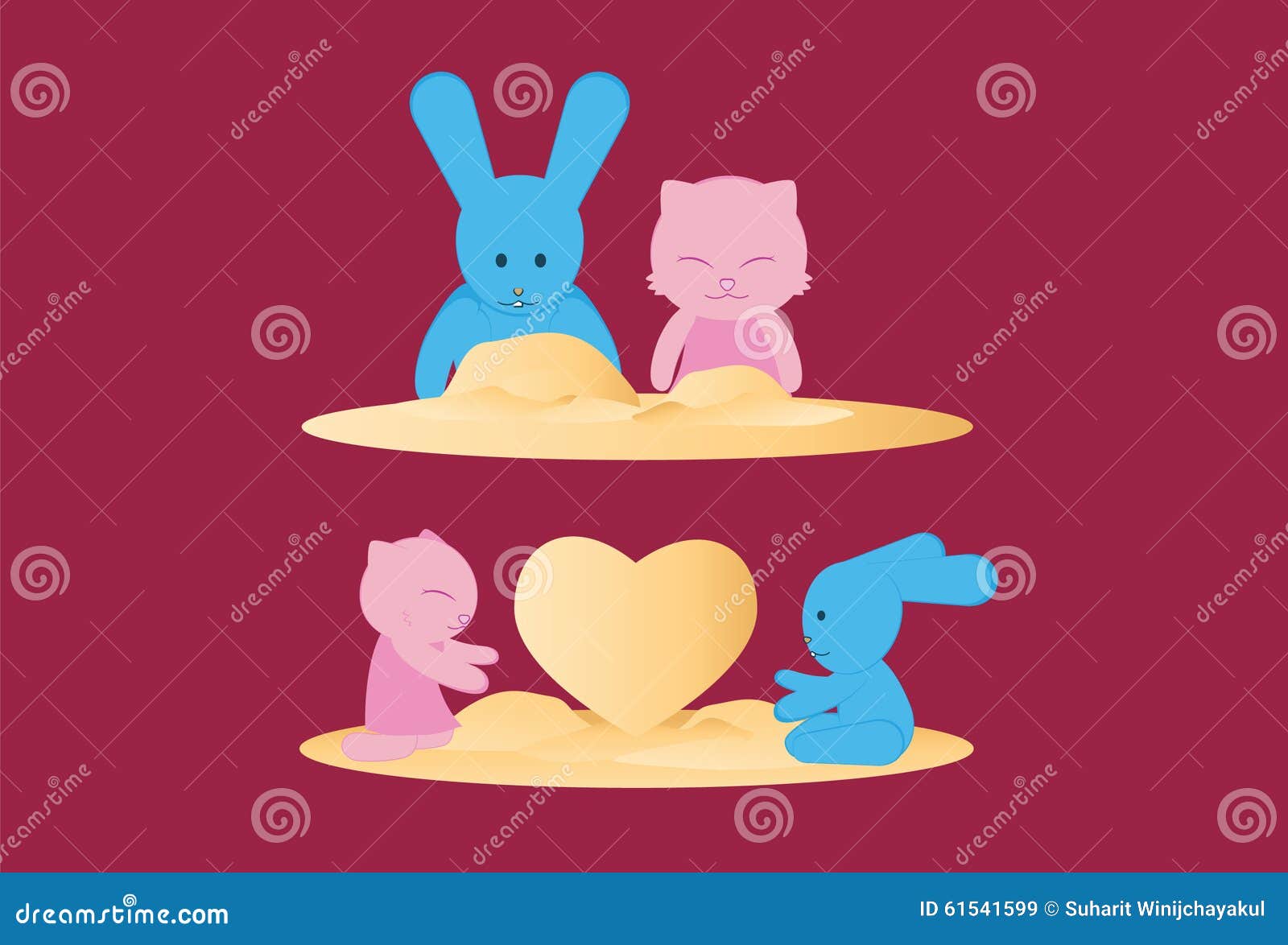 Cat and Rabbit stock illustration. Illustration of cartoon - 61541599