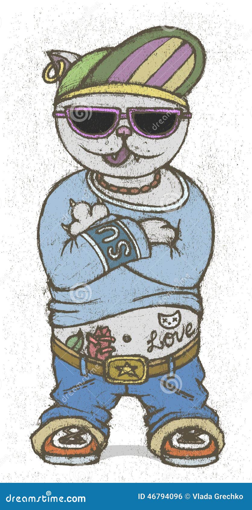 Cat Rapper. Vector Illustration Stock Vector - Illustration of dance ...