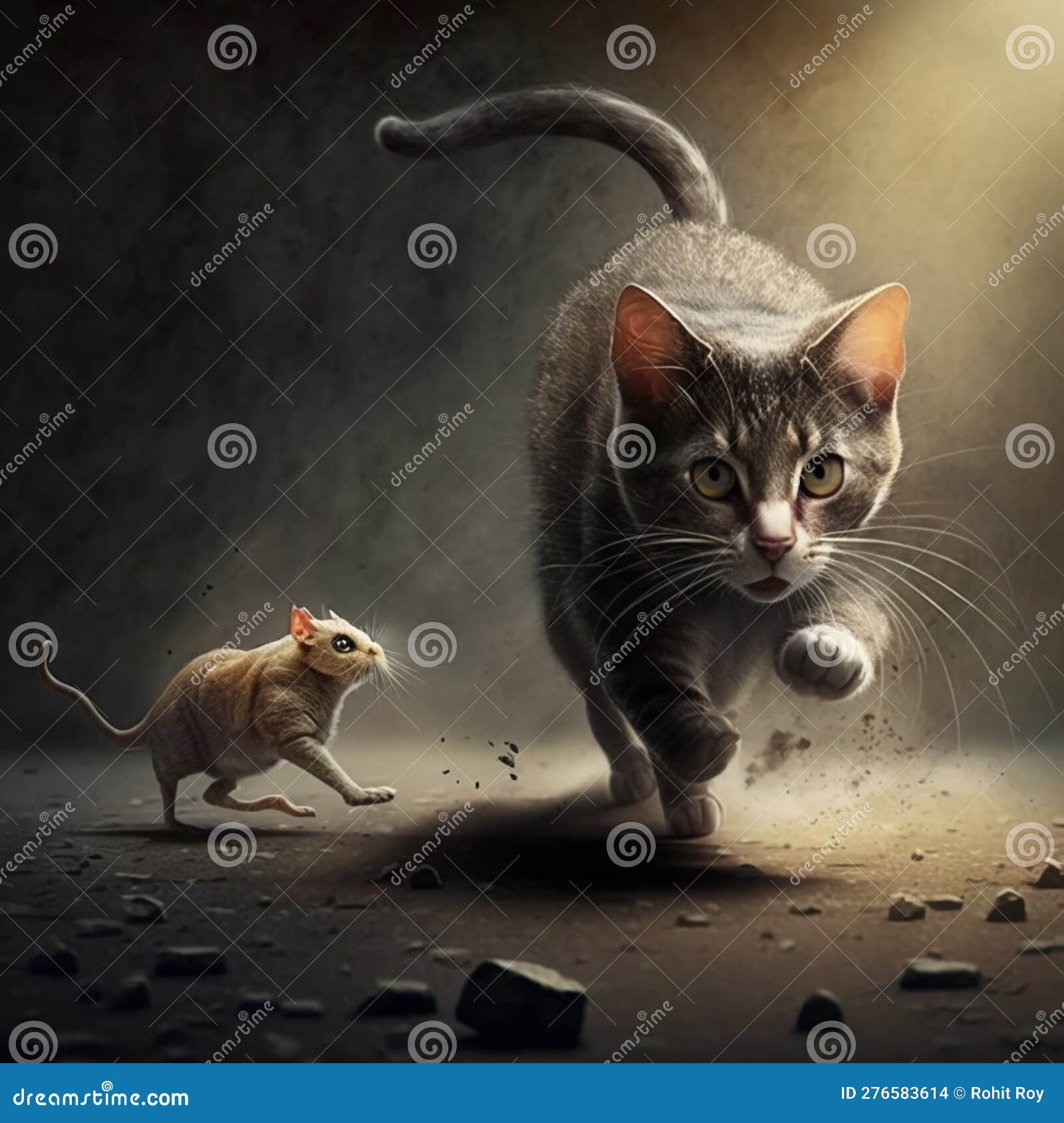 Cat and Rat Running Ai Generative Stock Illustration - Illustration of ...