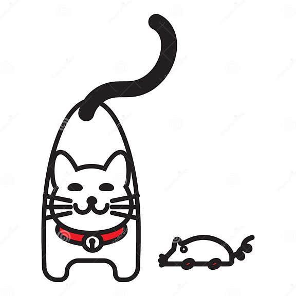 Cat with Rat. Vector Illustration Decorative Background Design Stock ...