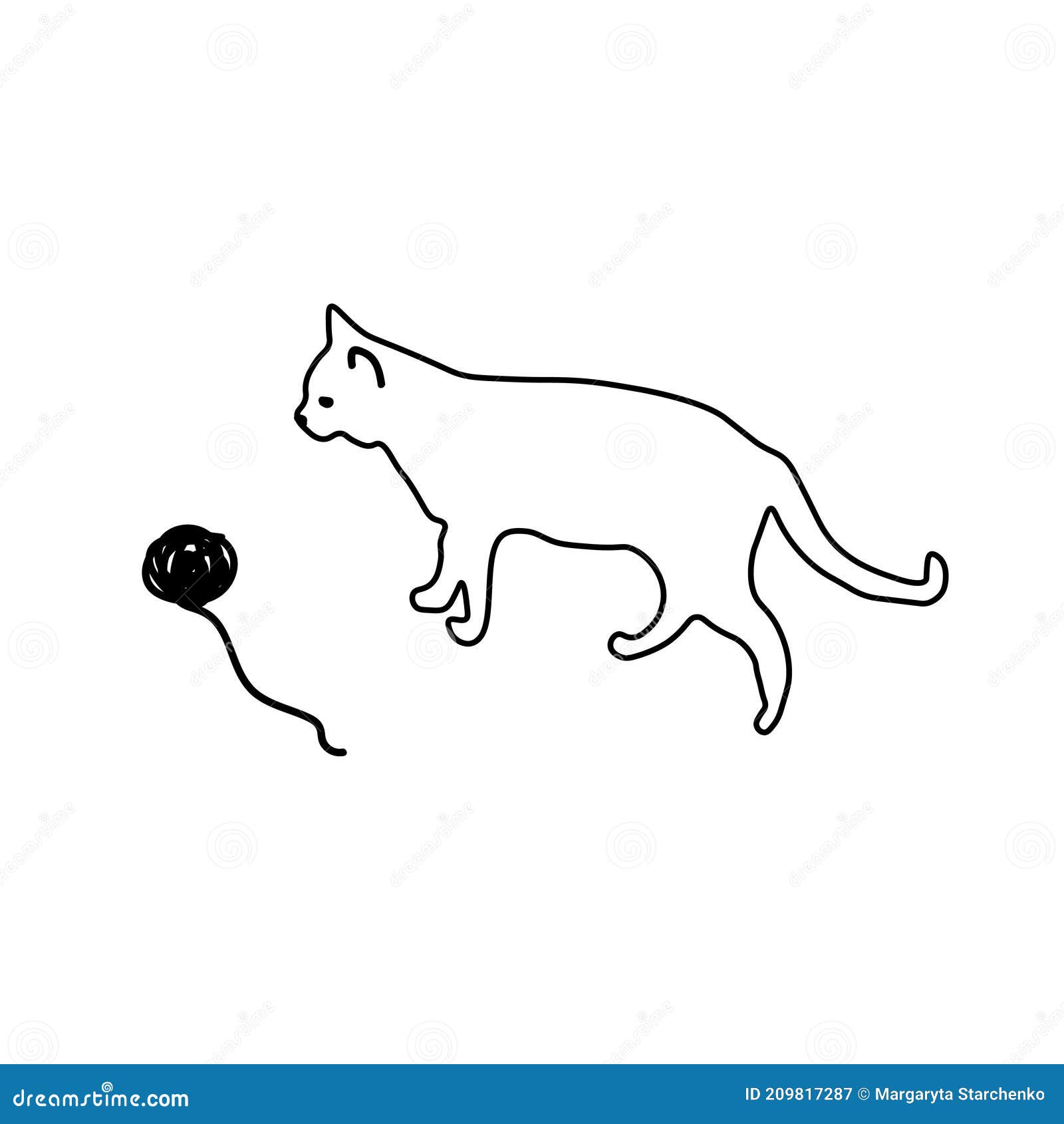 Cat and ravel stock vector. Illustration of icon, symbol - 209817287