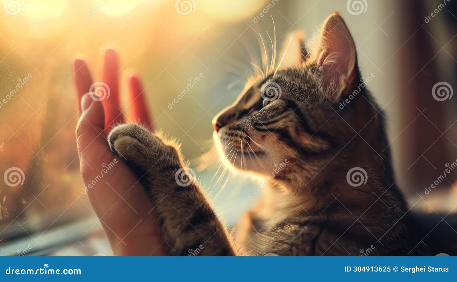 A Cat is Reaching Out To Touch a Window with Its Paw, AI Stock ...