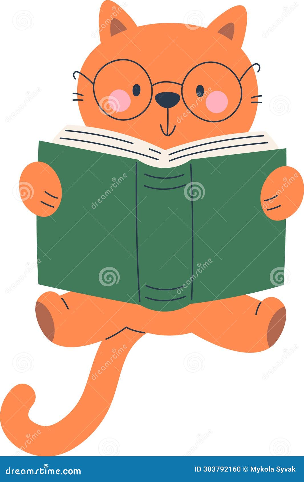 Cat Reading Book stock illustration. Illustration of school - 303792160