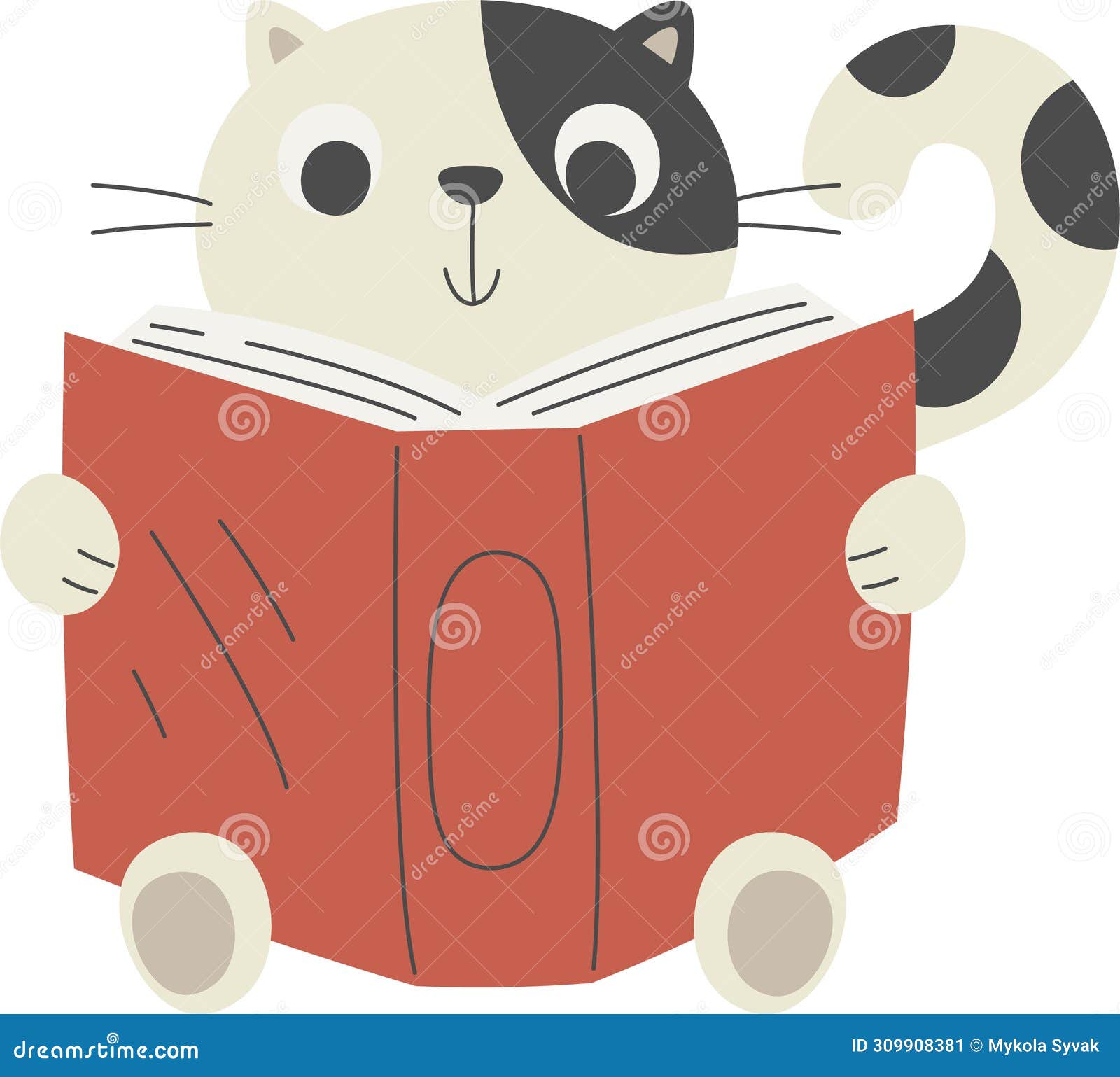 Cat Reading Book stock vector. Illustration of study - 309908381