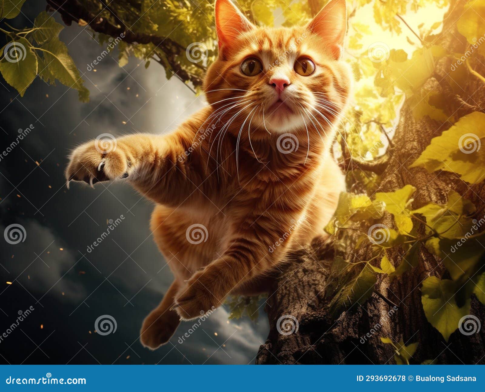 Ai Generated Illustration Wildlife Concept of Cat Ready To Jump from ...