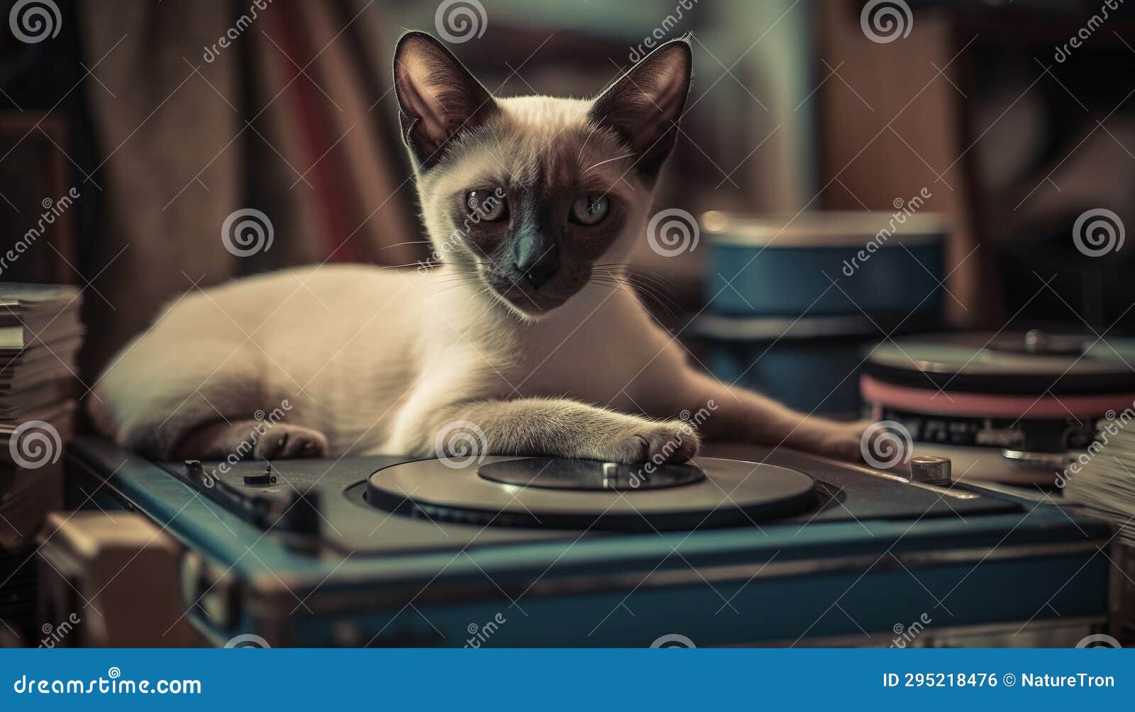 Cat Playing with Record Cat with Record Stock Illustration ...